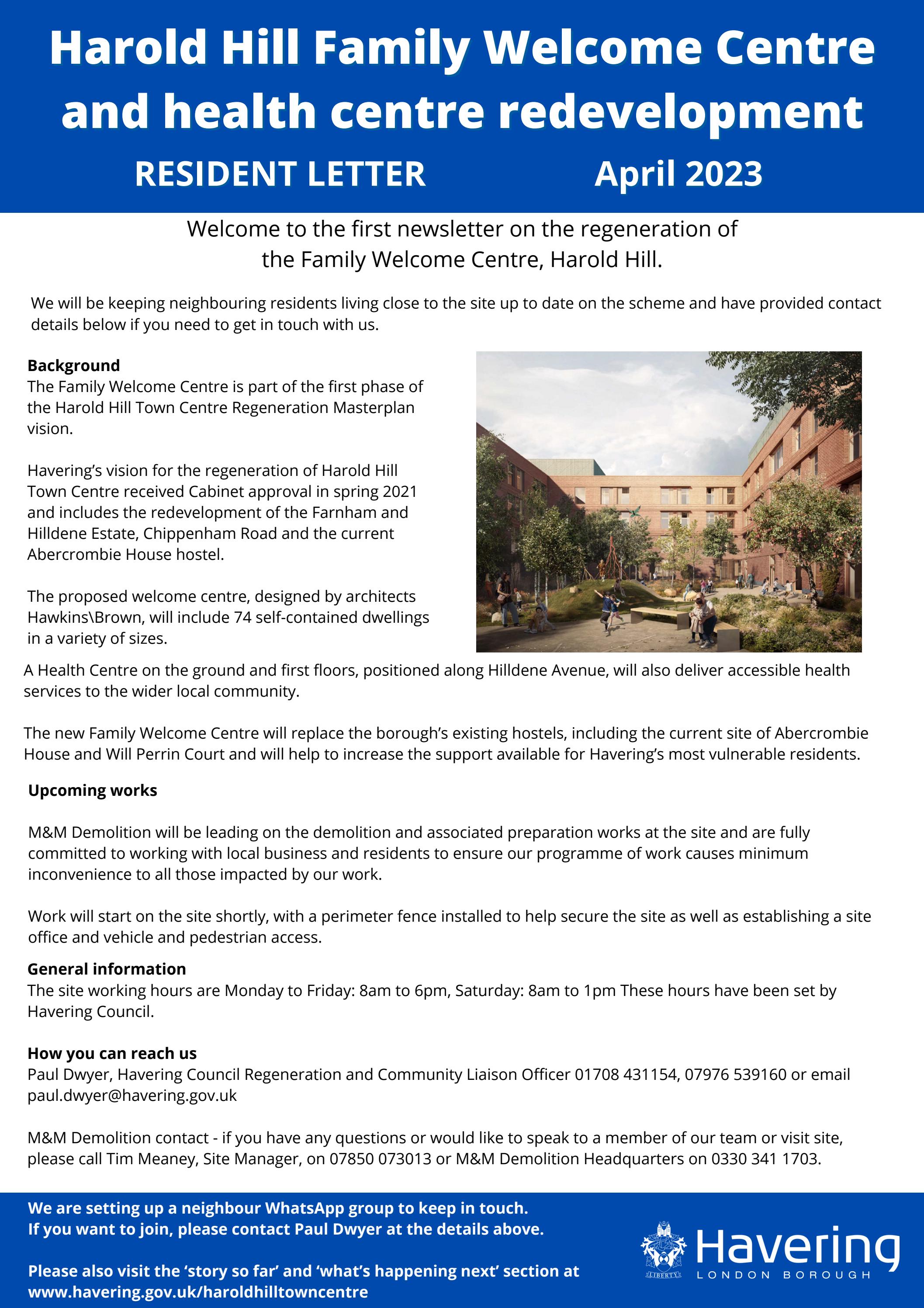 Update to neighbours of the new Harold Hill Family Welcome Centre by ...