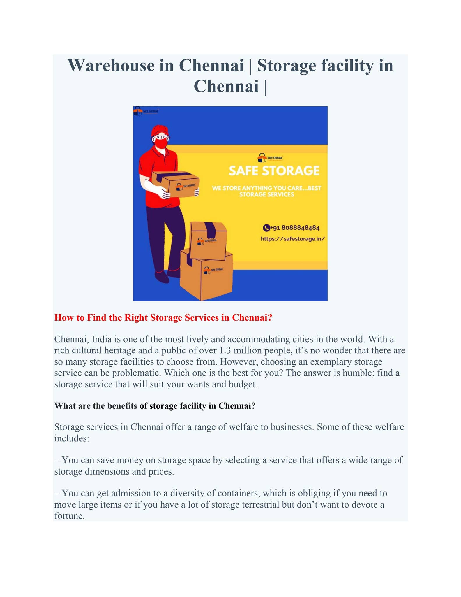 Storage units for Furniture in Bangalore |warehouse facility in ...