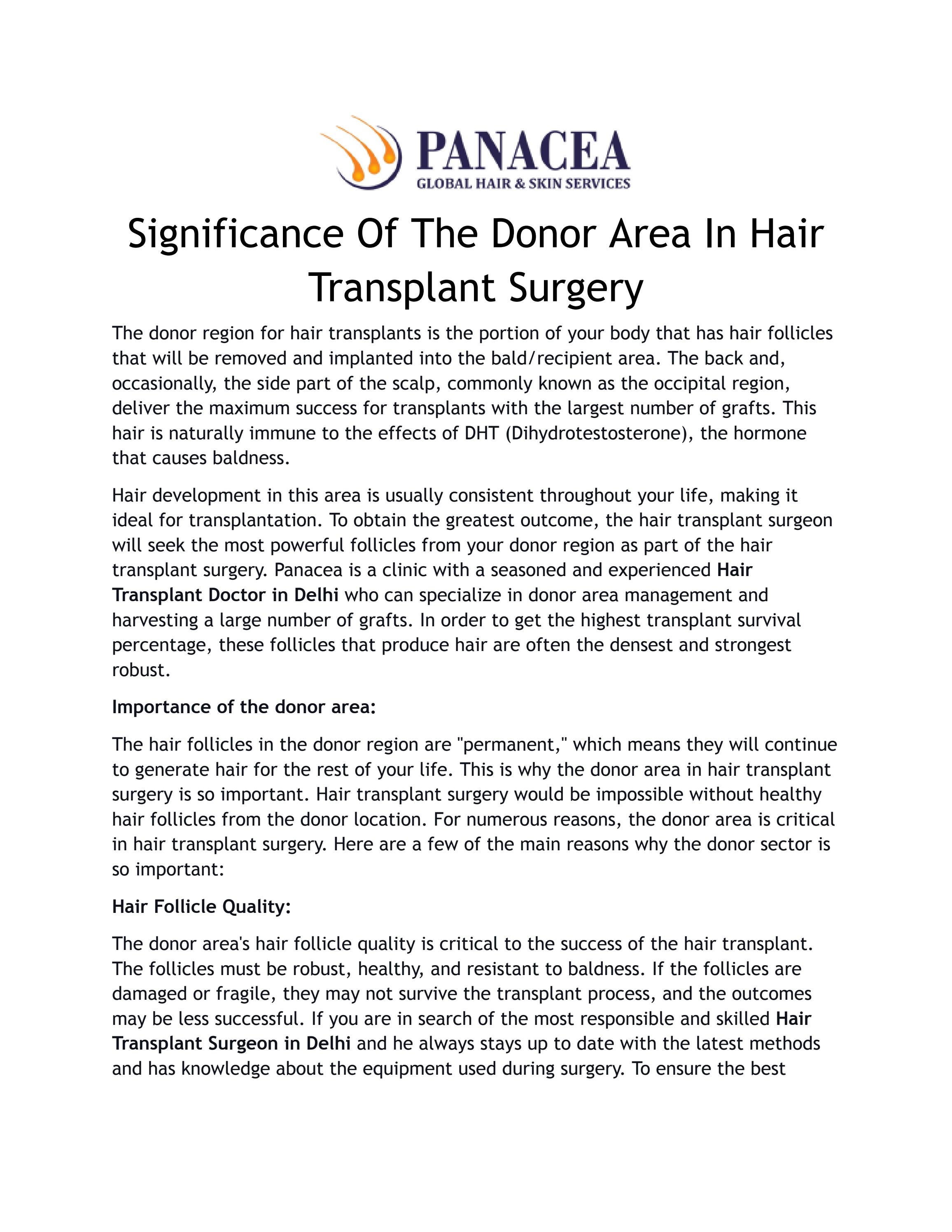 Significance Of The Donor Area In Hair Transplant Surgery by Panacea ...