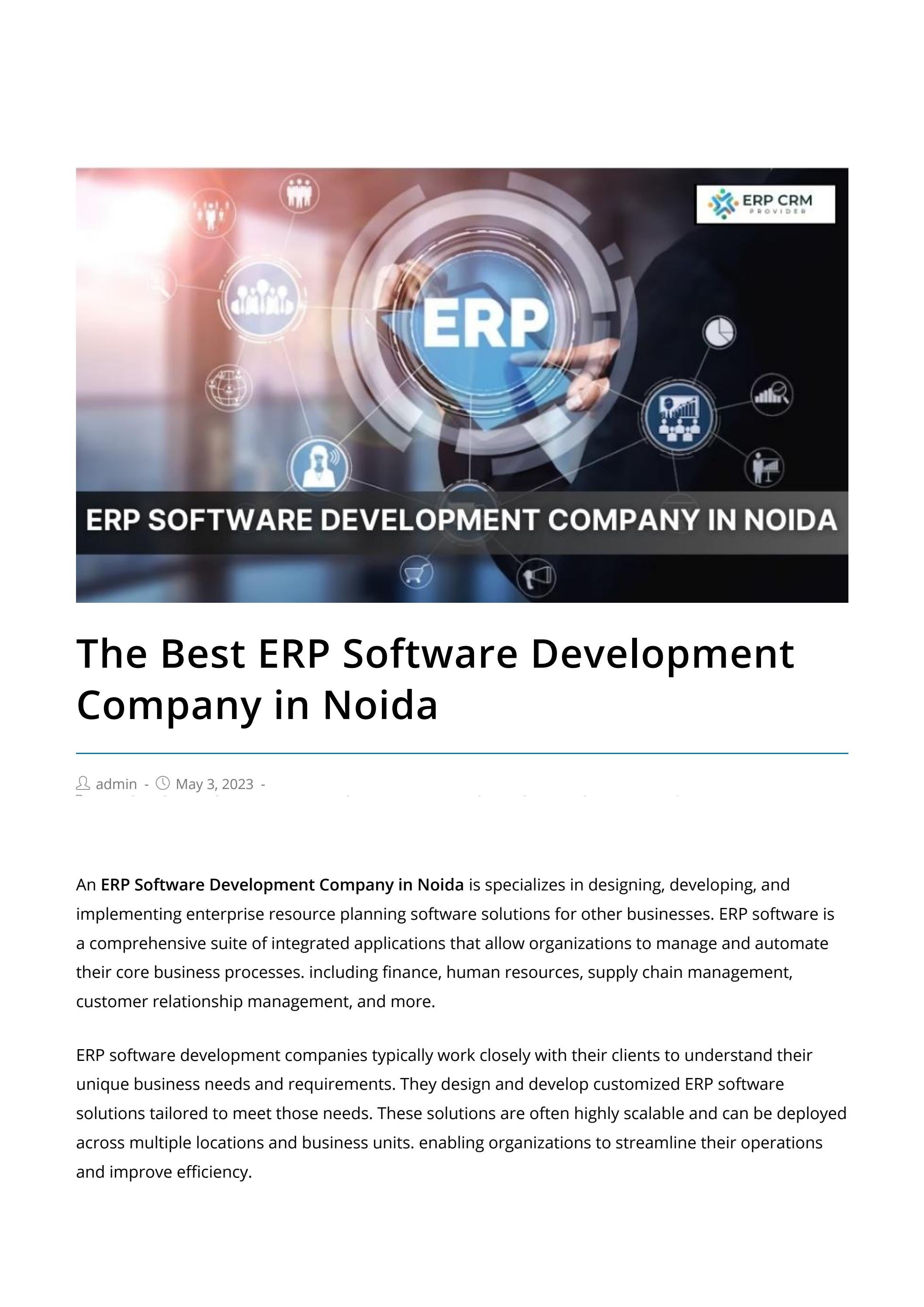 India's Trusted ERP Software Development Company in Noida by erpcrm providers - Issuu