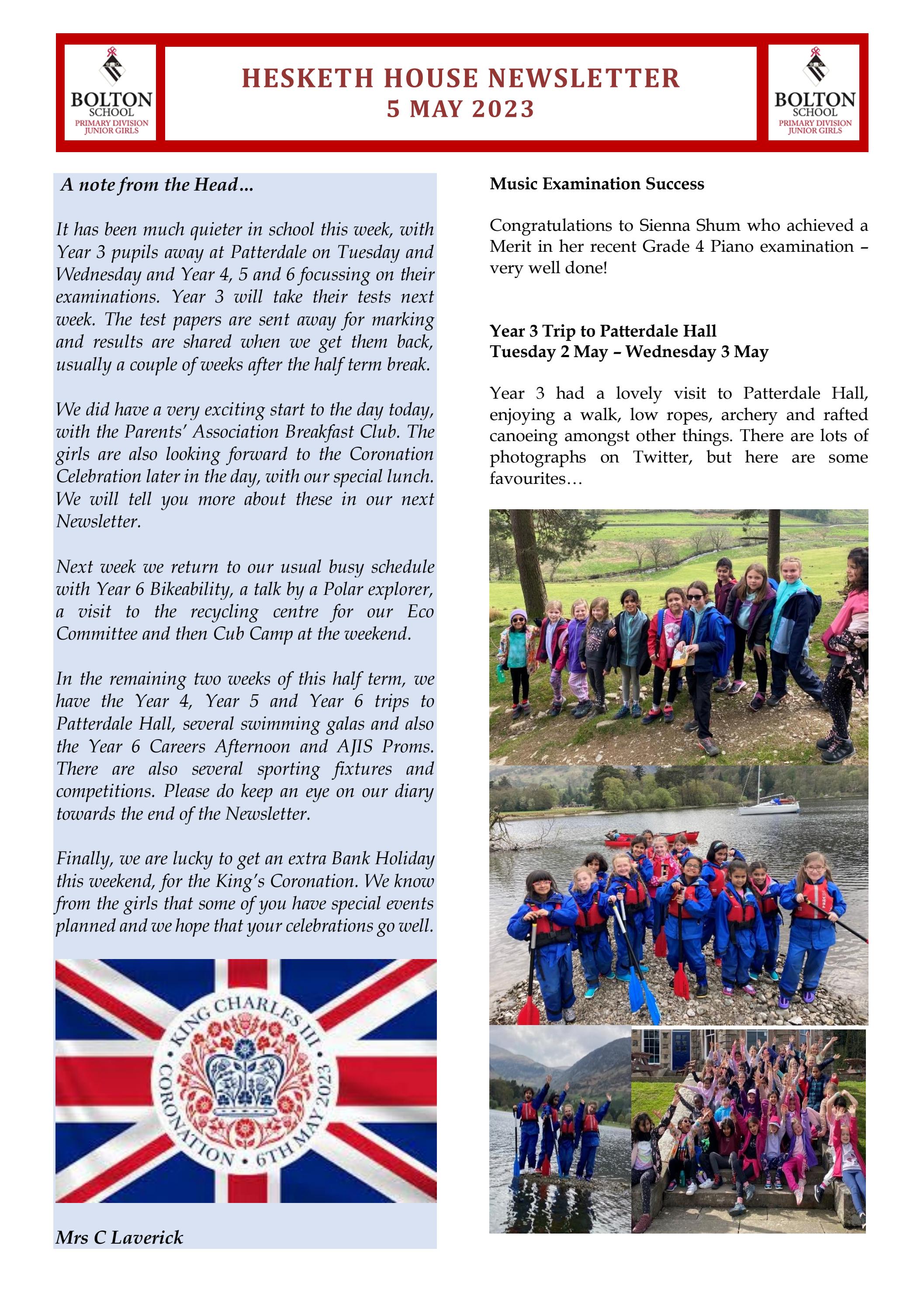 Bolton School Junior Girls' Weekly Newsletter - 5 May 2023 by Bolton ...