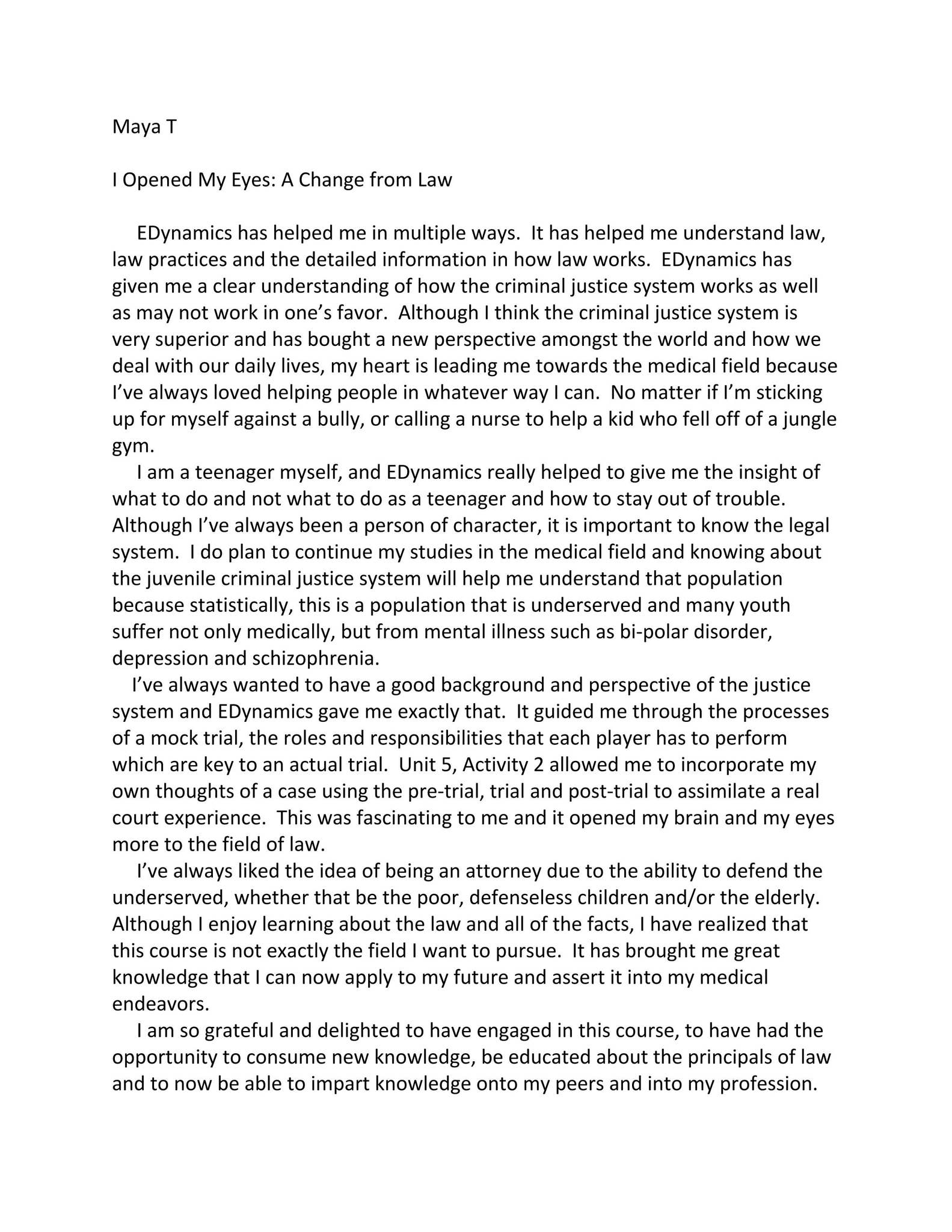 Finalist Maya T Essay by edynamiclearning - Issuu