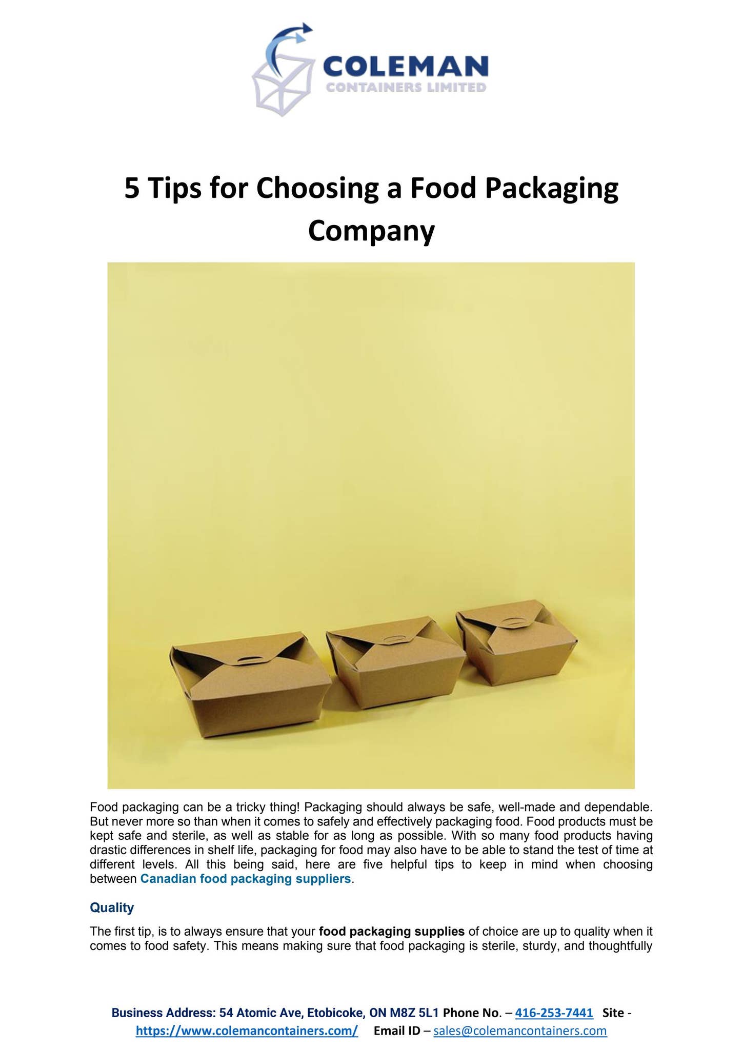 5 Tips for Choosing a Food Packaging Company by Coleman container - Issuu