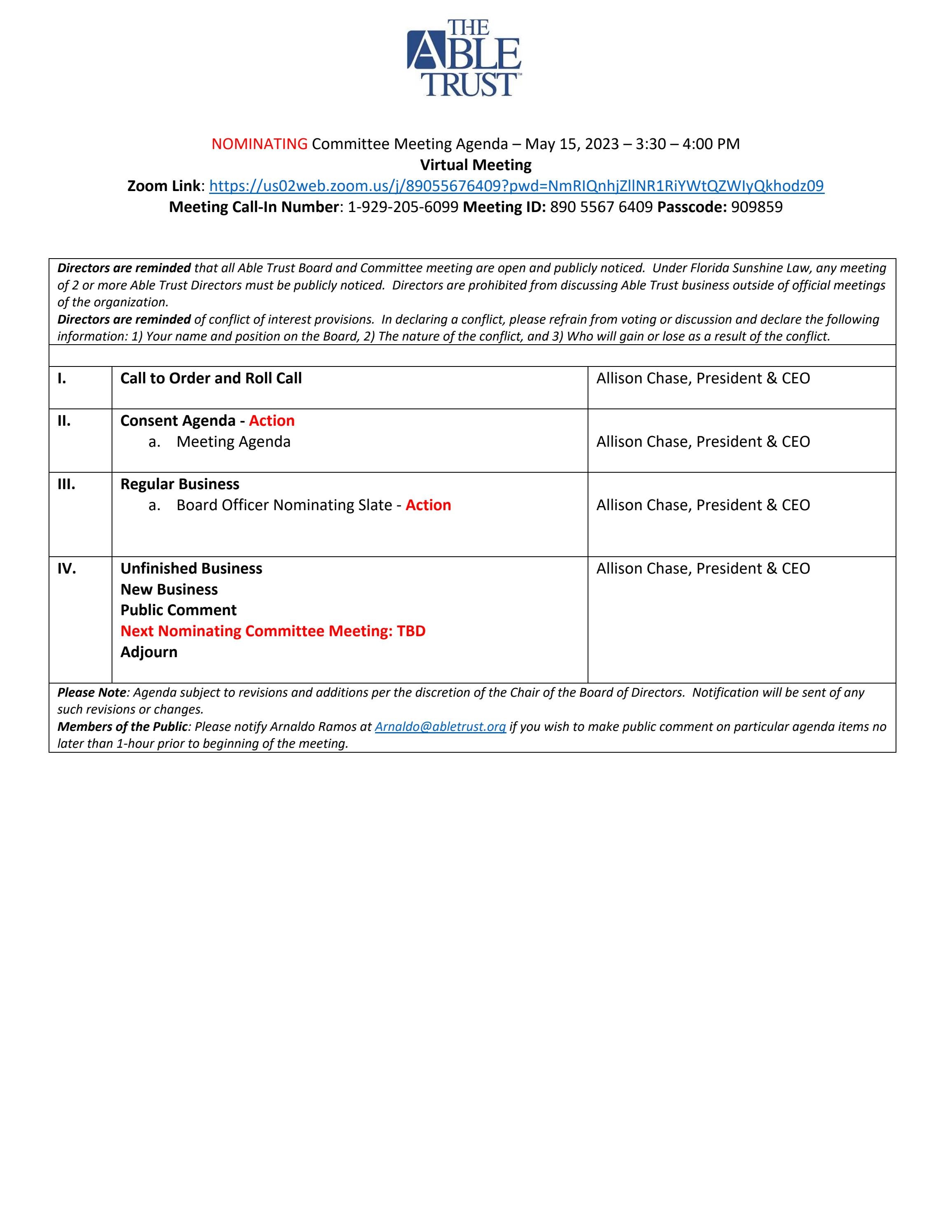 The Able Trust Nominating Committee Meeting - May 2023 by abletrust - Issuu