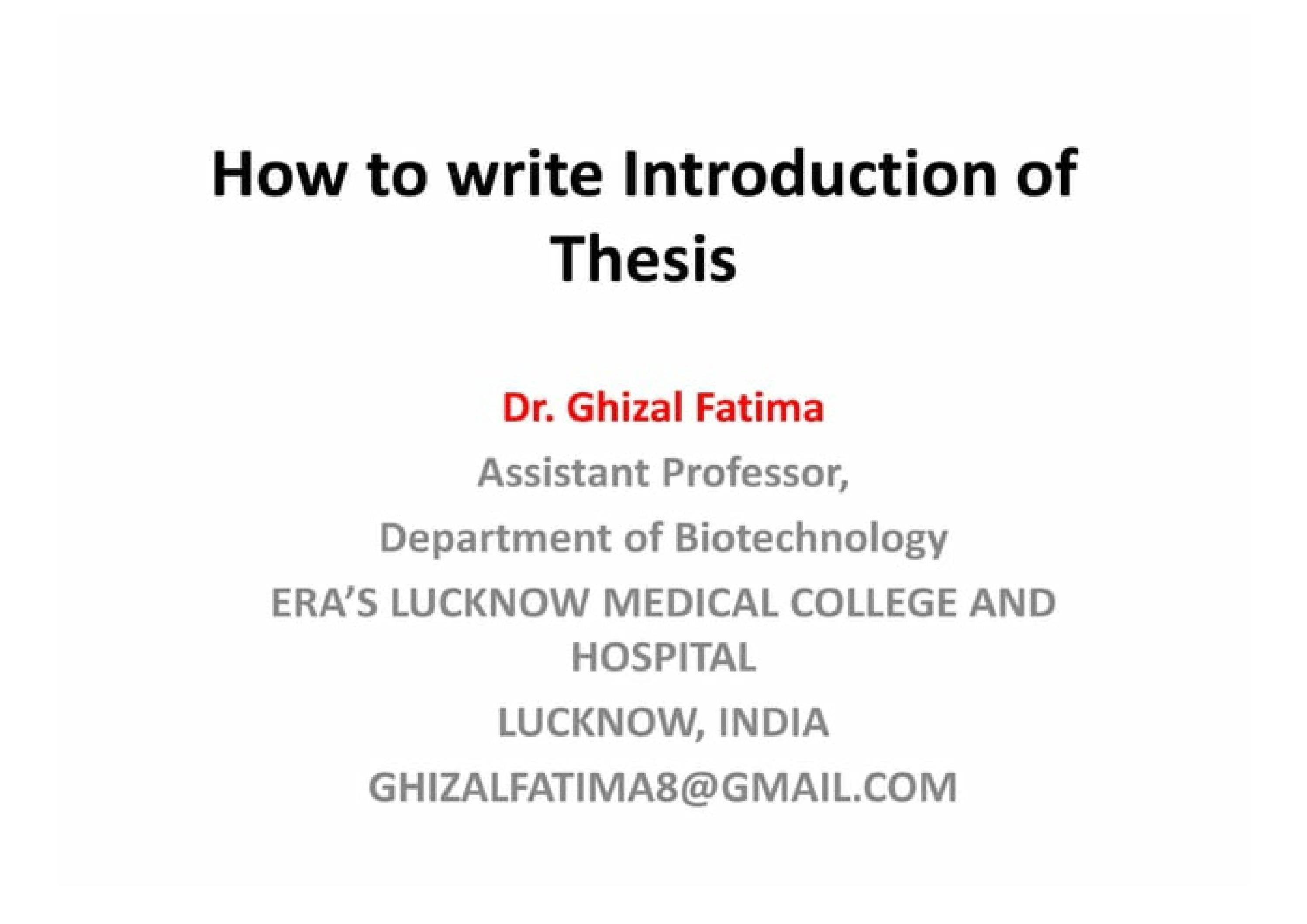 How To Write Introduction Of Thesis By Lynn Cox Issuu
