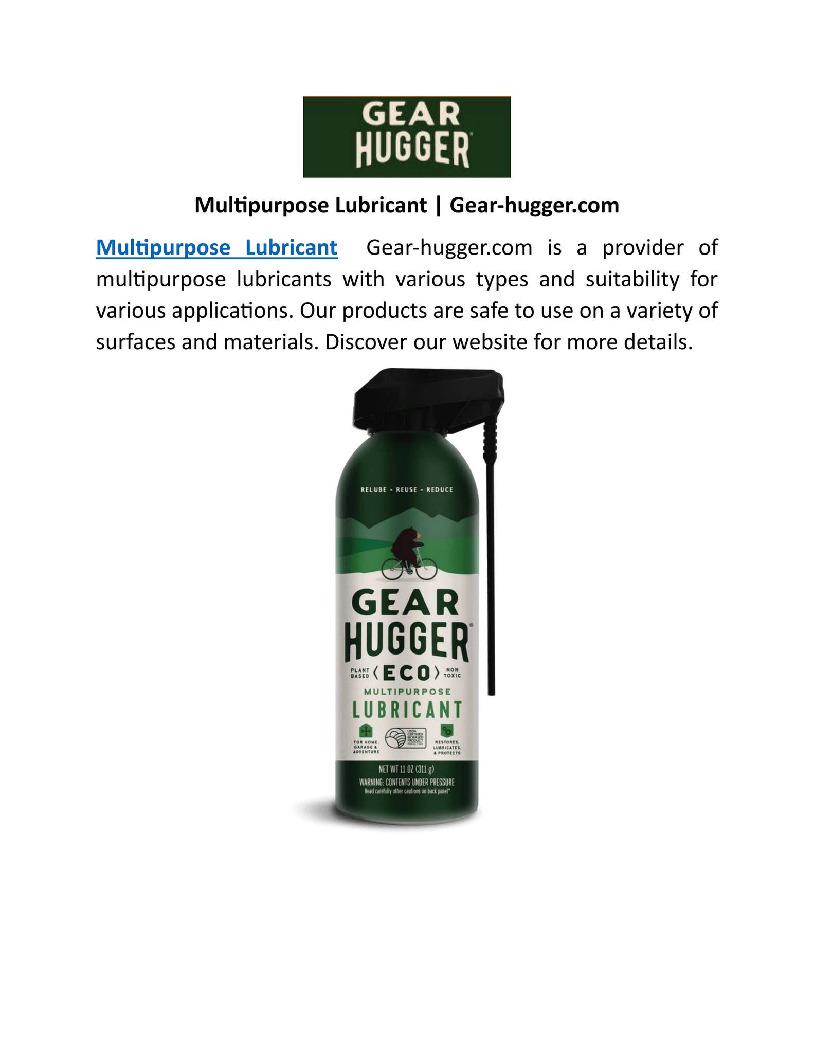 Multipurpose Lubricant | Gear-hugger.com by Gear Hugger - Issuu
