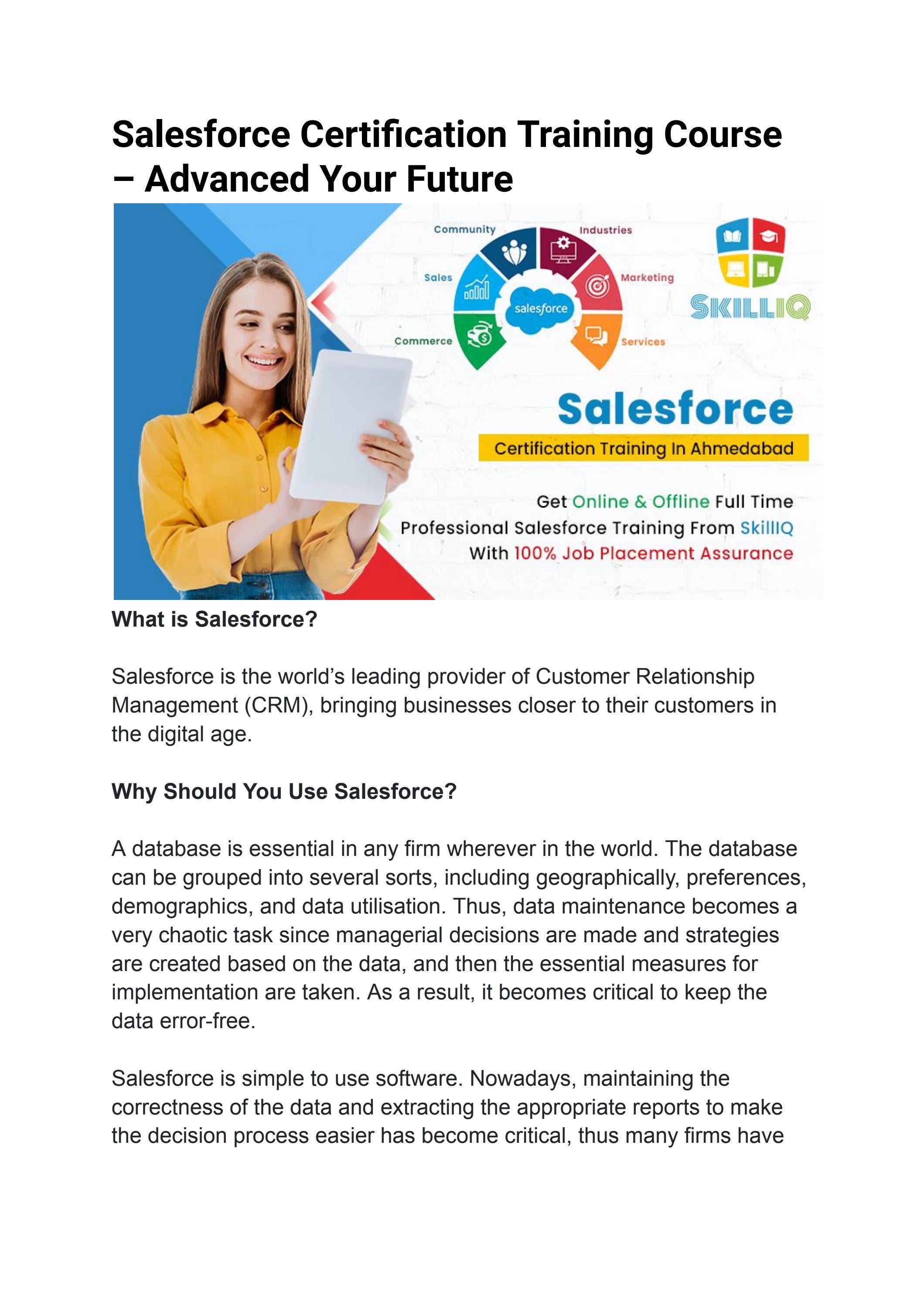 Salesforce Certification Training Course in Ahmedabad by SkillIQ Course ...