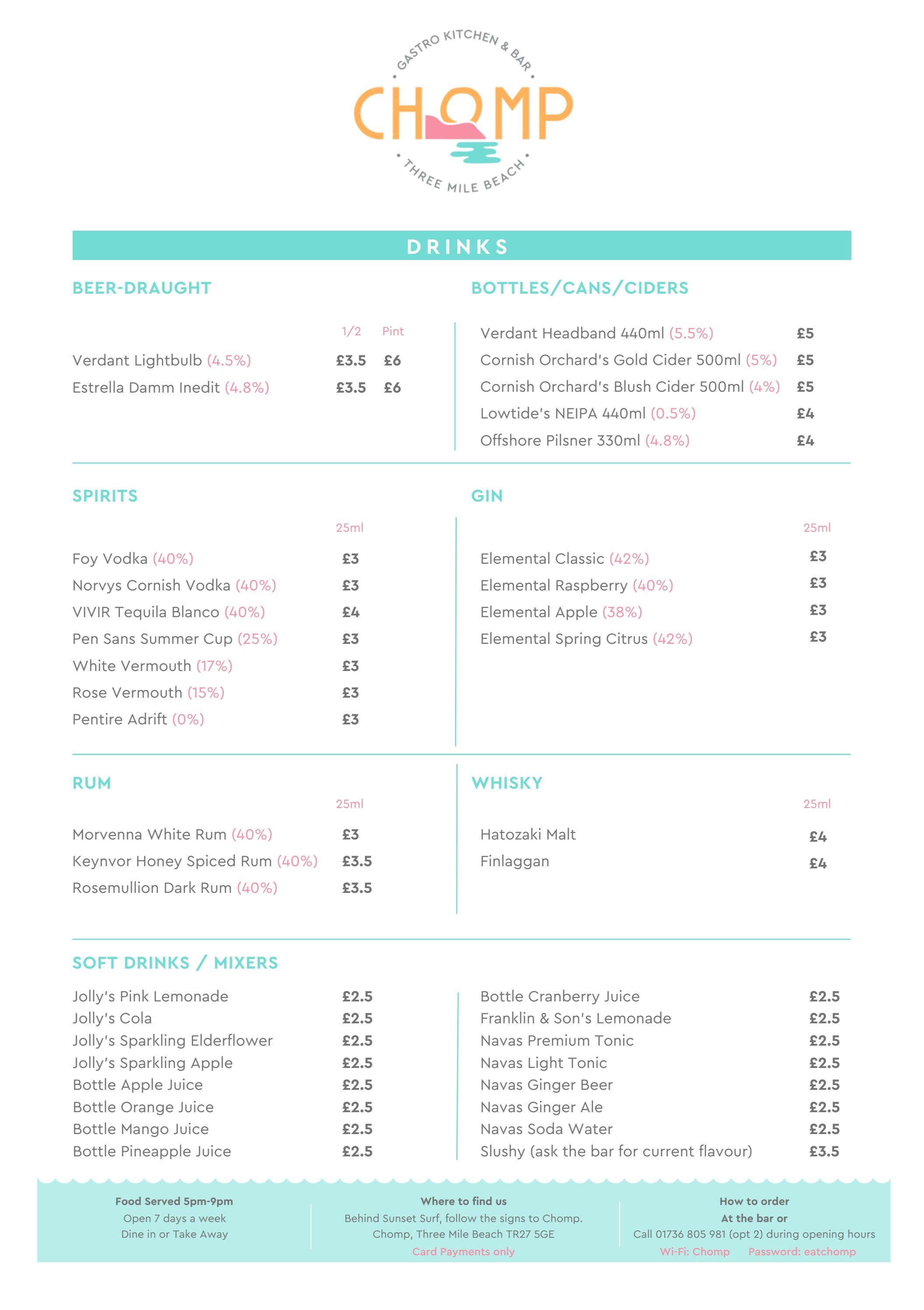 Chomp Drinks Menu by threemilebeach - Issuu