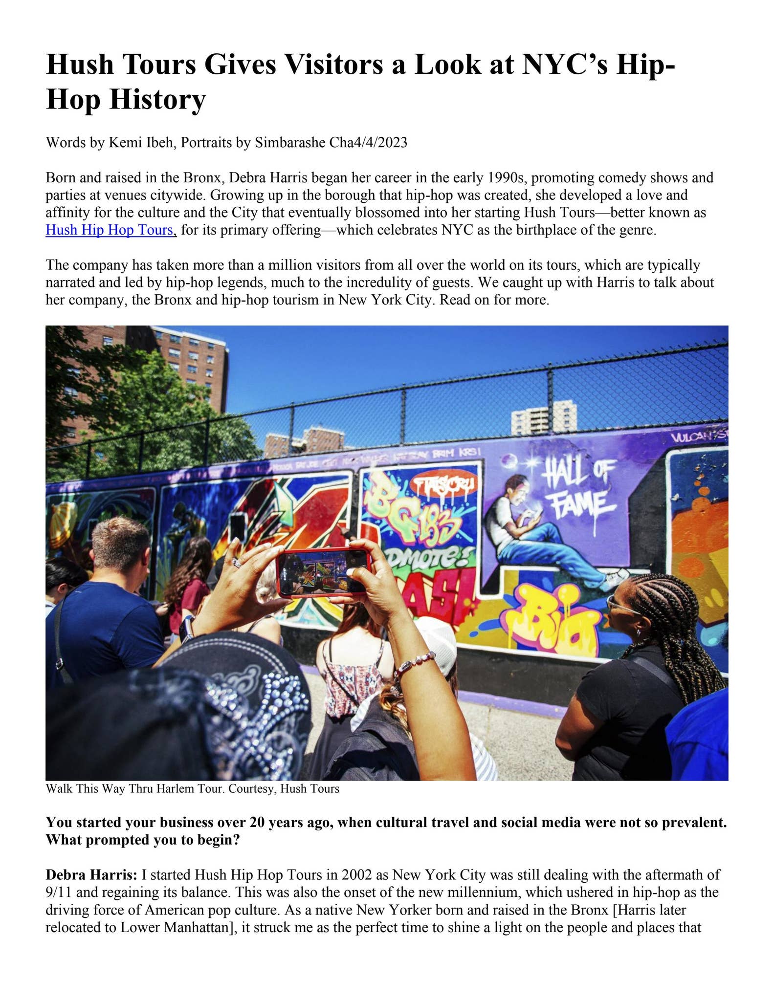 HUSH Hip Hop Tours Q&A with Debra Harris by MusingsandAdventures - Issuu