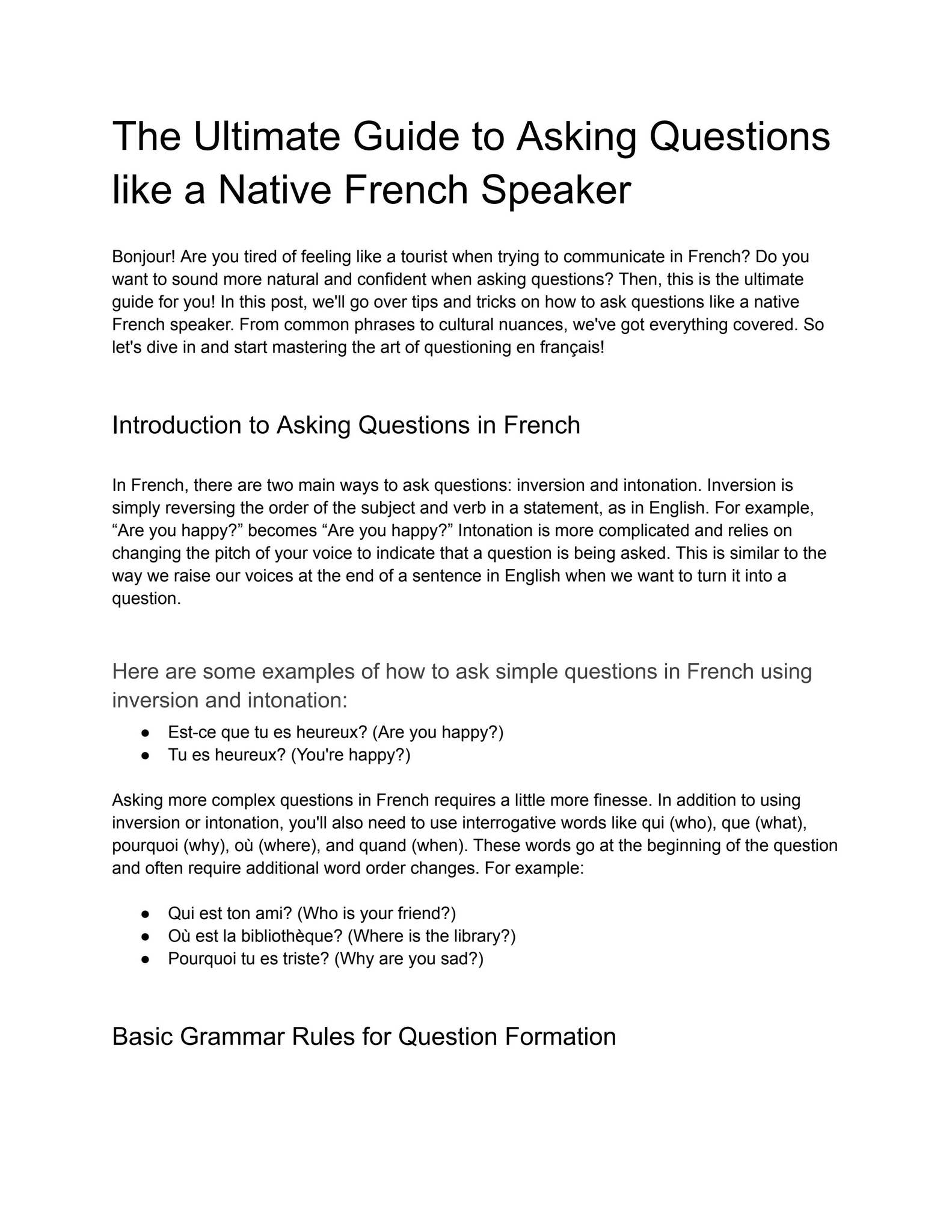 The Ultimate Guide to Asking Questions like a Native French Speaker by ...