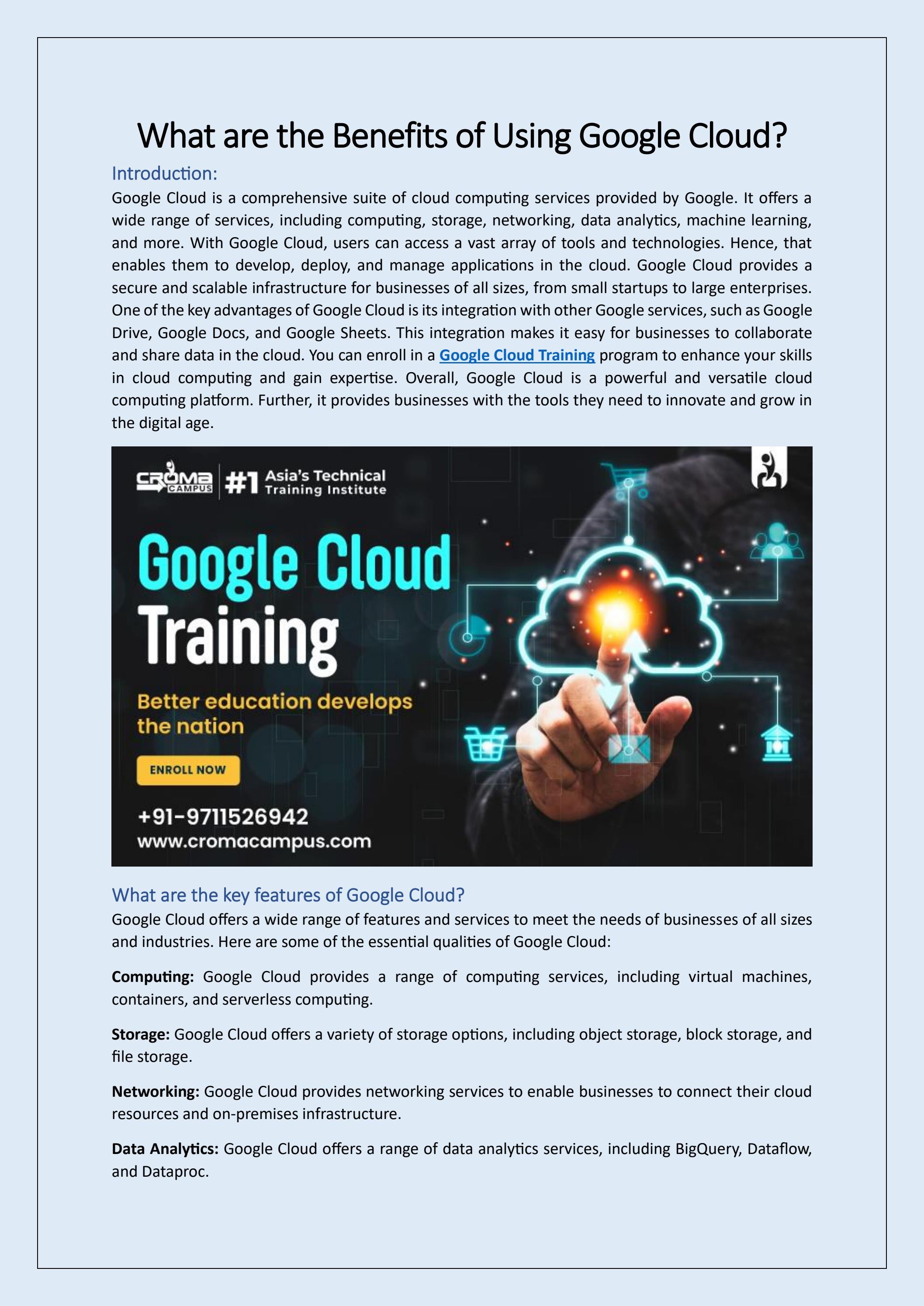 What are the Benefits of Using Google Cloud? by cromacampuseducation ...