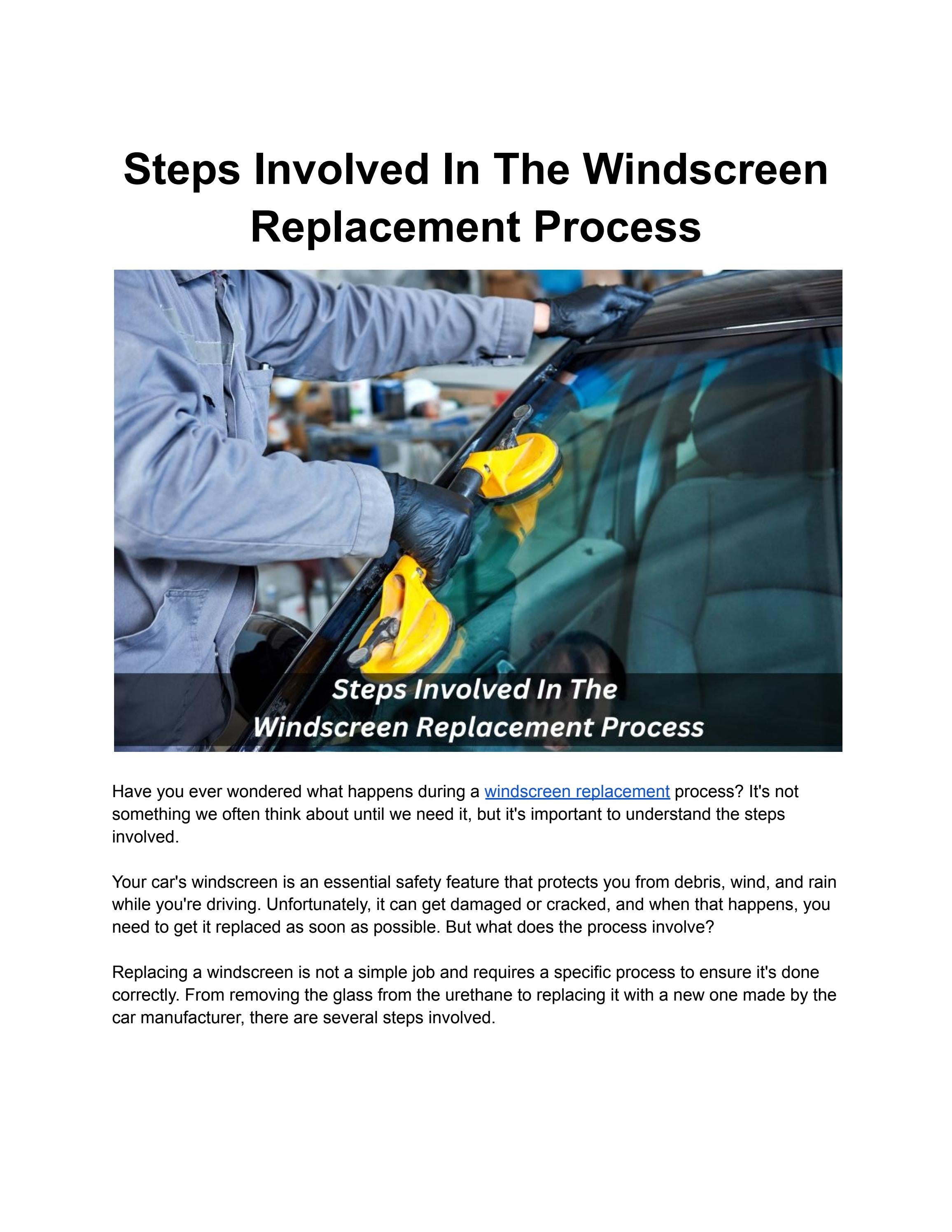 Steps Involved In The Windscreen Replacement Process by Merry ...