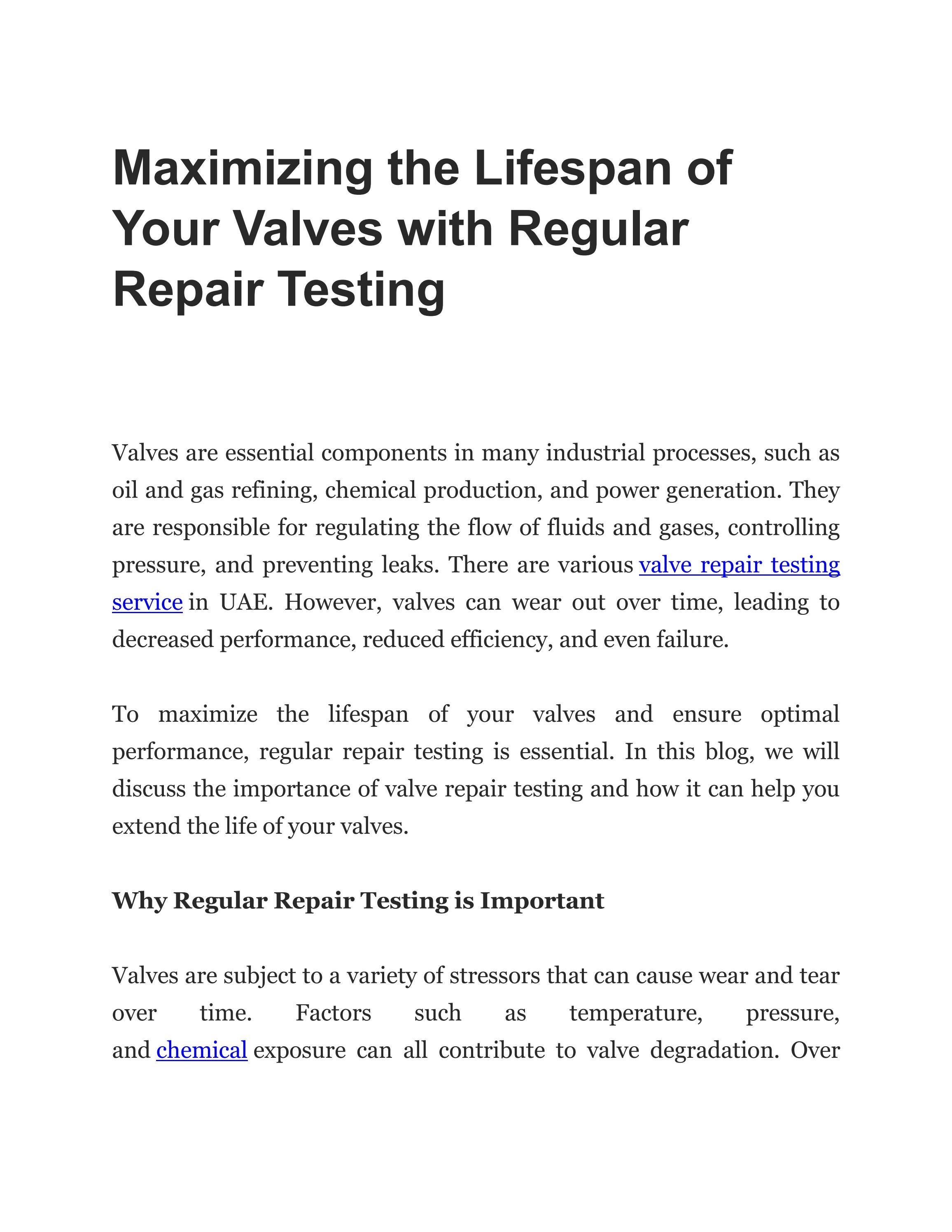 Maximizing the Lifespan of Your Valves with Regular Repair Testing by ...