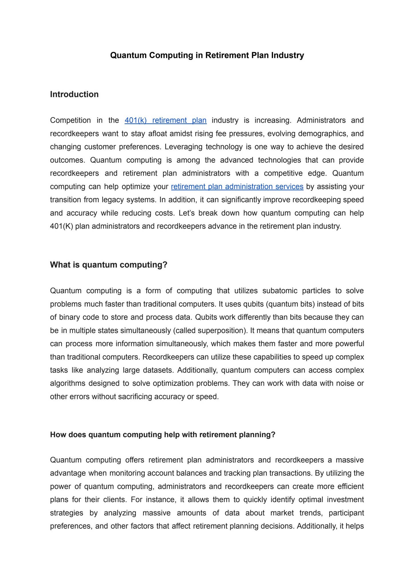 Quantum Computing in Retirement Plan Industry by Congruent SolutionsSEO ...
