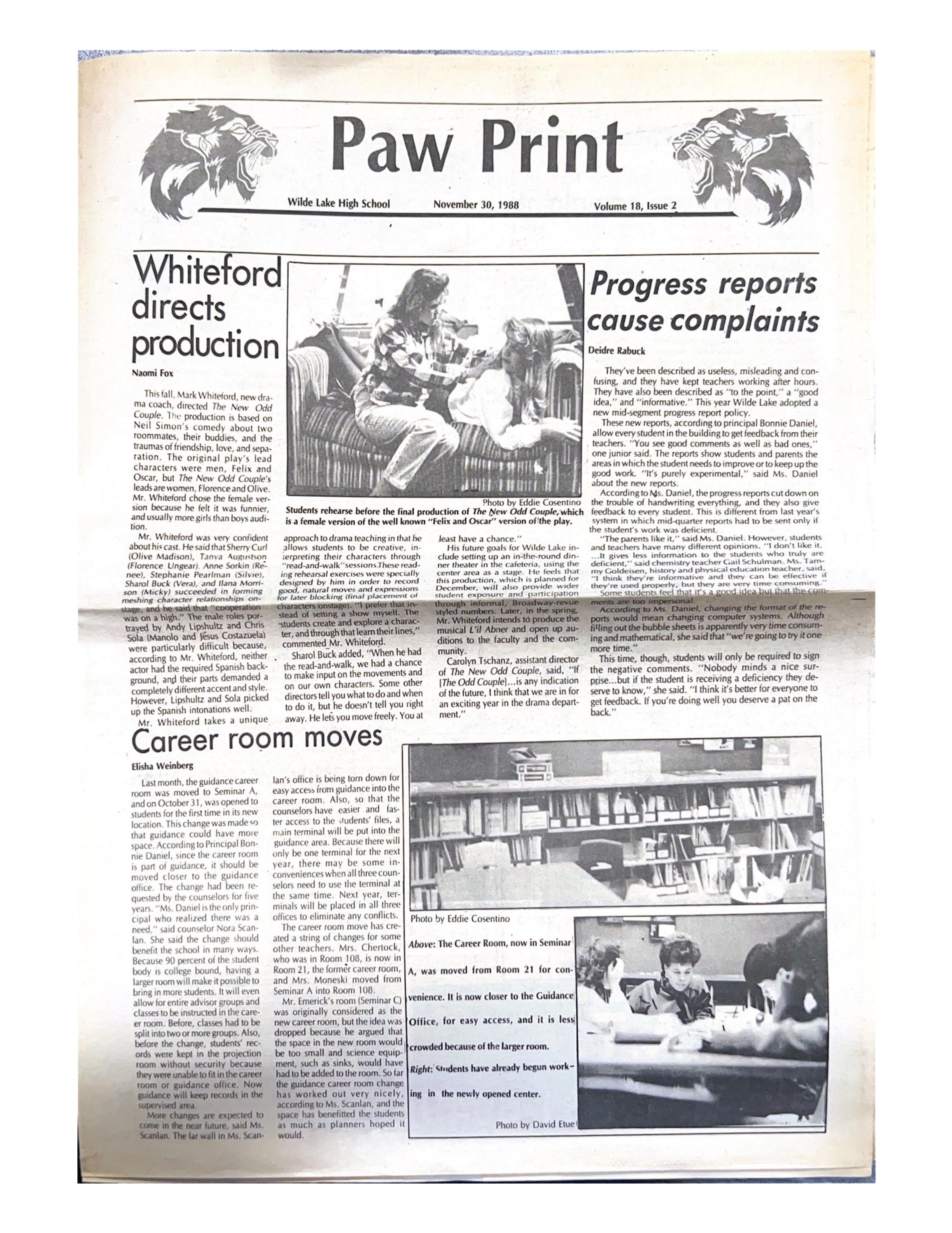 Volume 18, Issue 2 (1988) by The Paw Print - Issuu