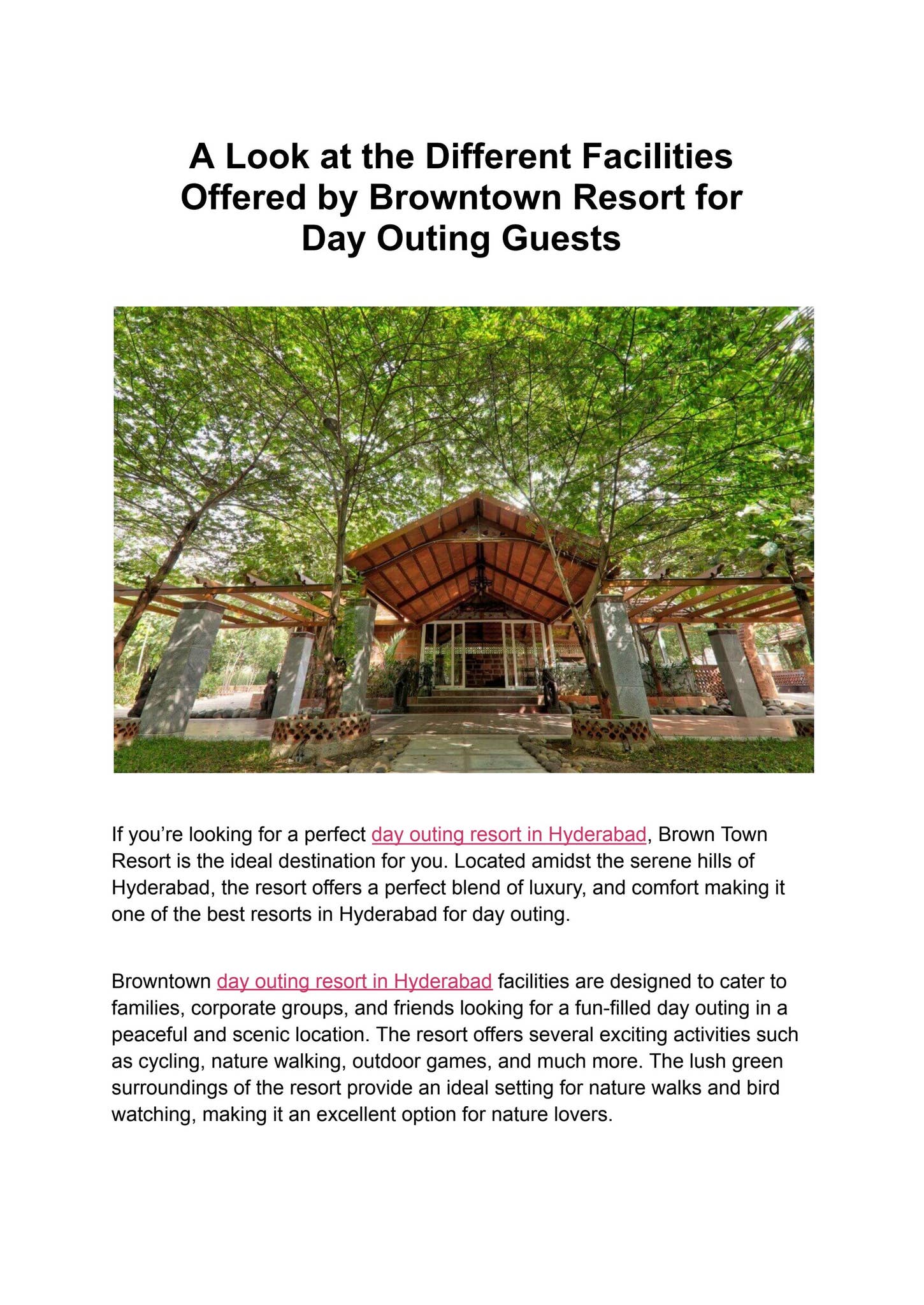 Day outing resorts | Browntown resort, Spa by Brown town - Issuu