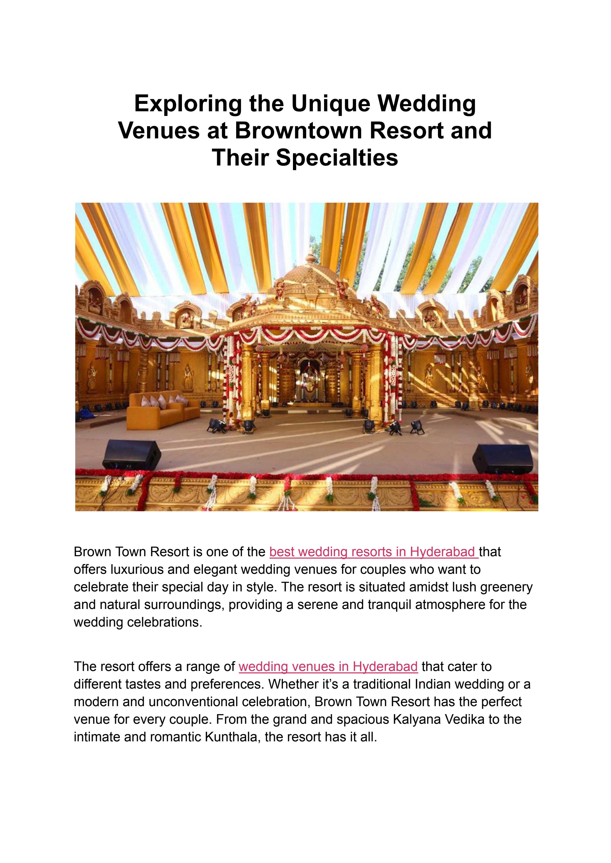 Wedding resort | Browntown resort, Spa by Brown town - Issuu