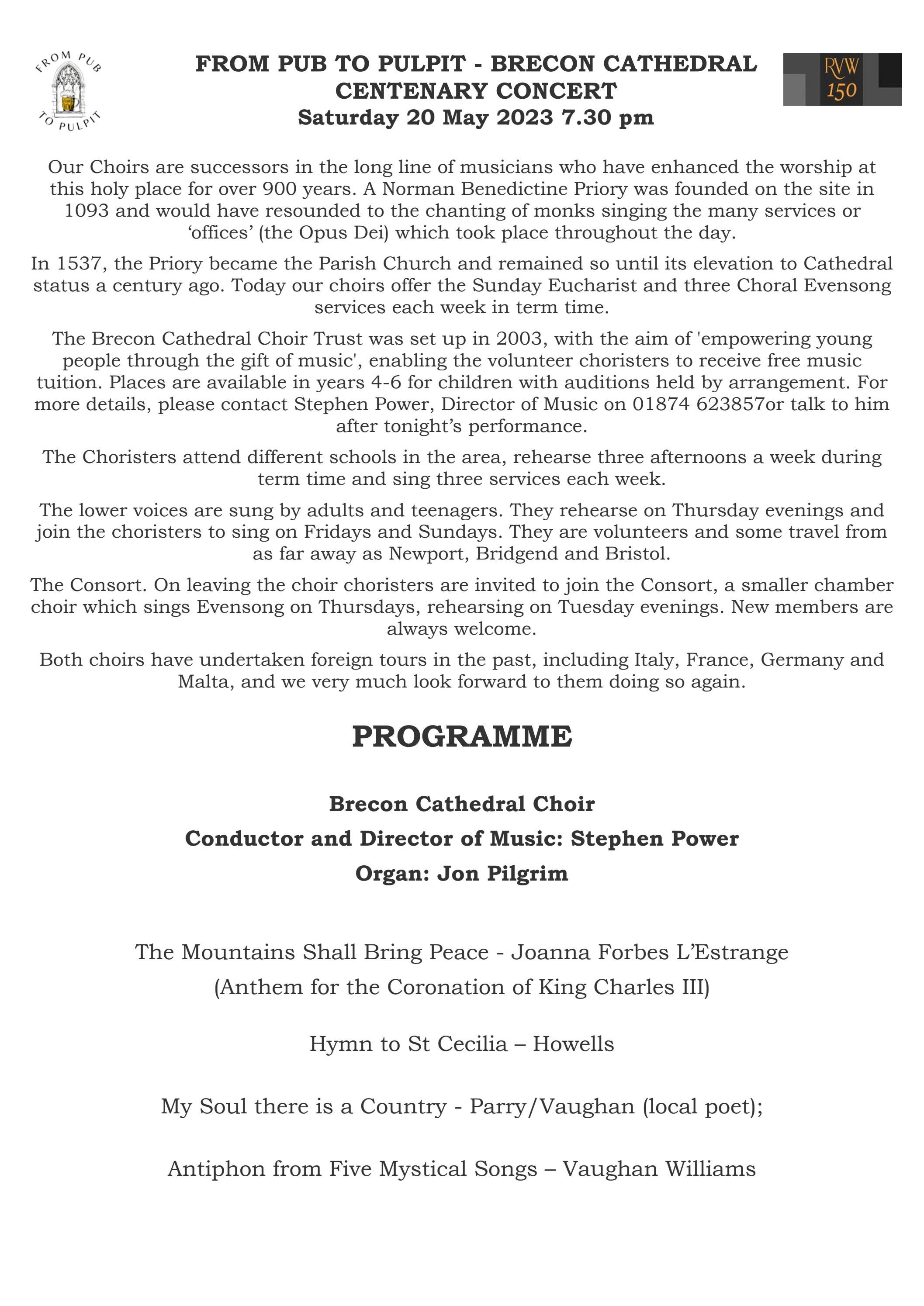 From Pub to Pulpit Programme - 20 May 2023 by lcstallard - Issuu