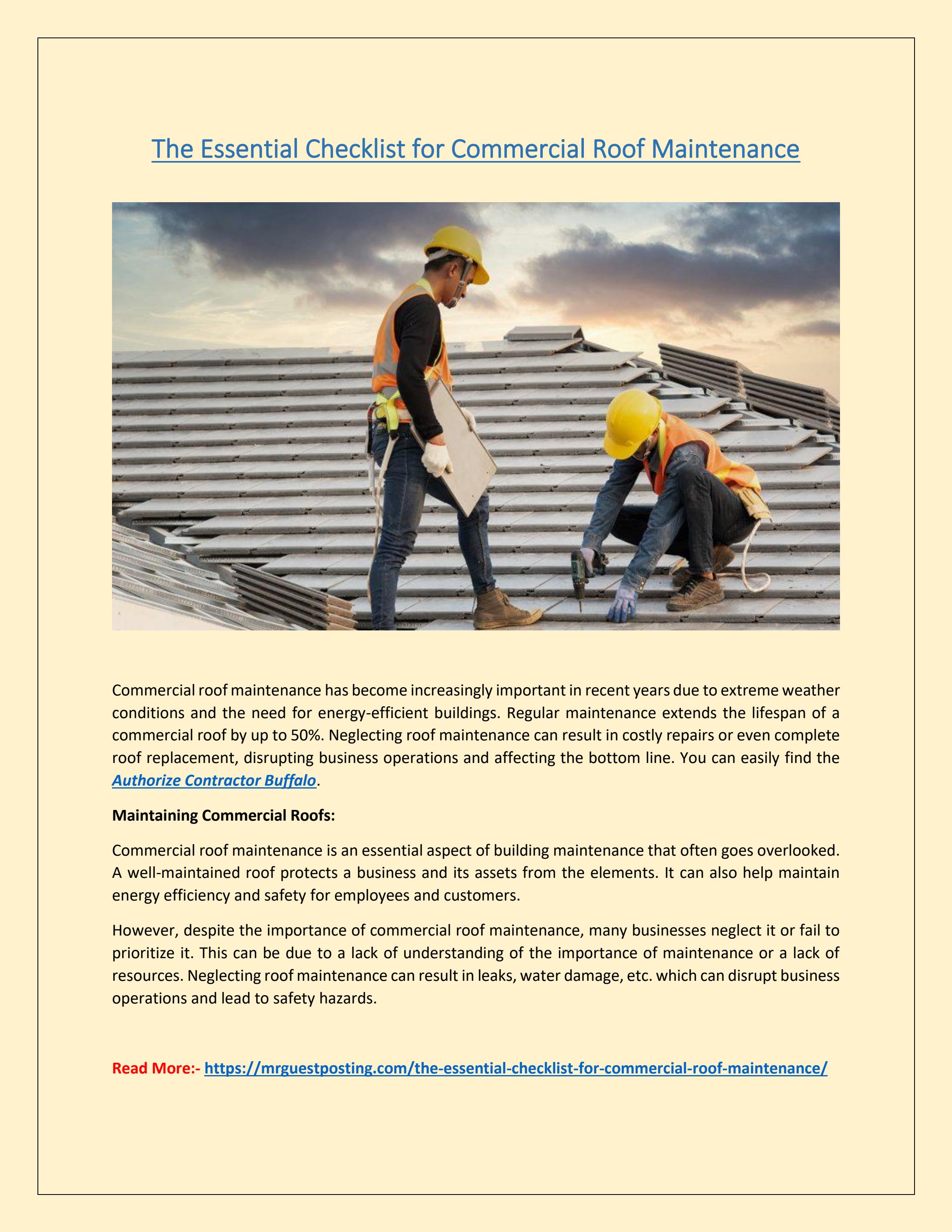 The Essential Checklist for Commercial Roof Maintenance by dssroofing ...