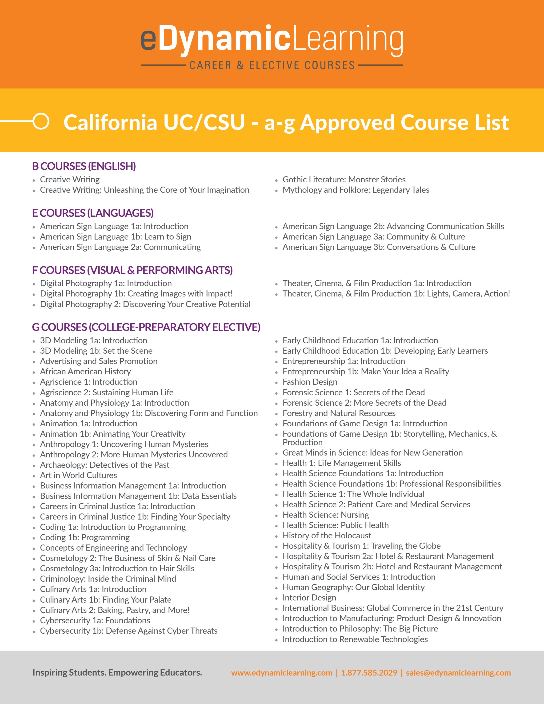 California UC/CSU A-G Approved Course List by edynamiclearning - Issuu