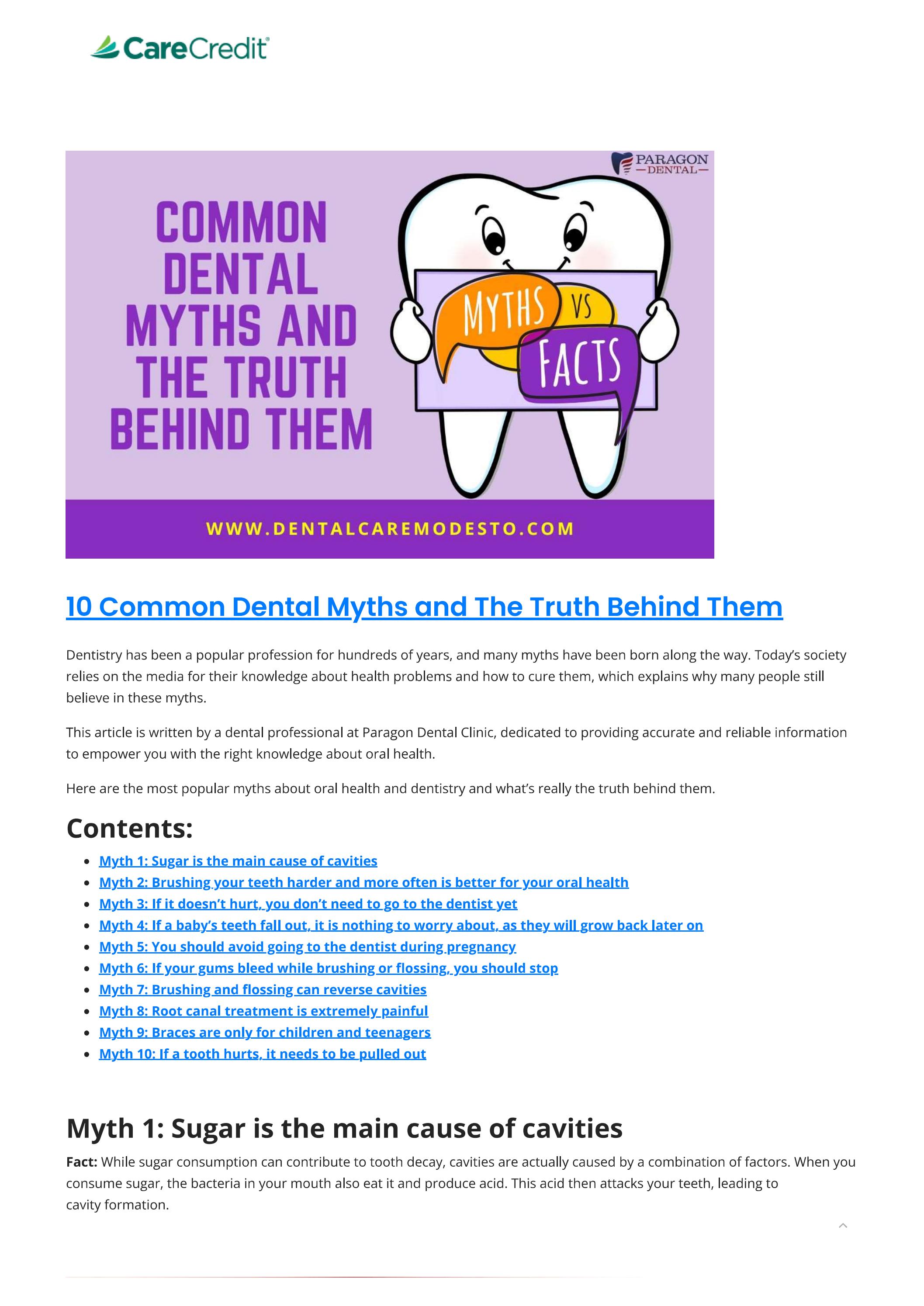 10 Common dental myths and the truth behind them by paragondental - Issuu