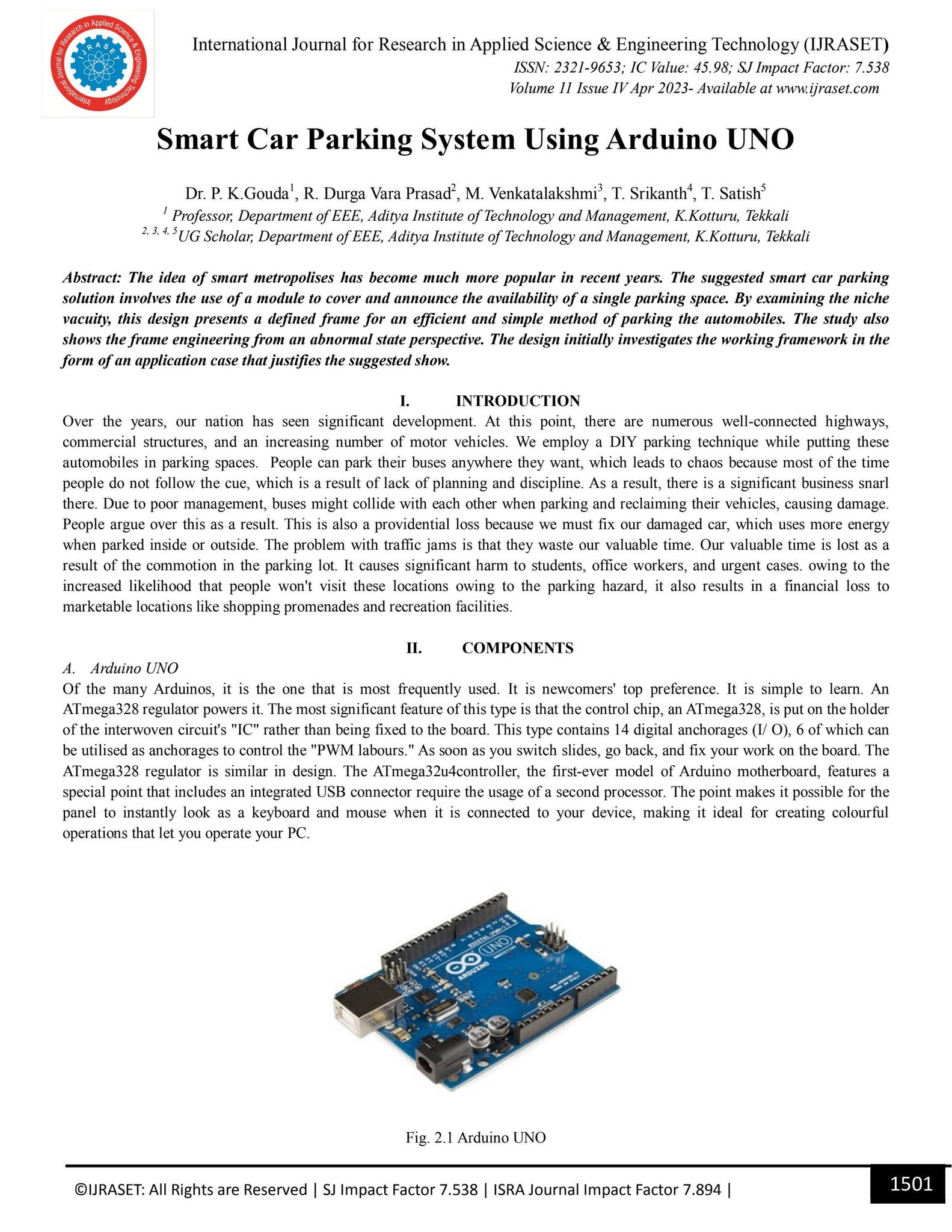 Smart Car Parking System Using Arduino UNO by IJRASET - Issuu