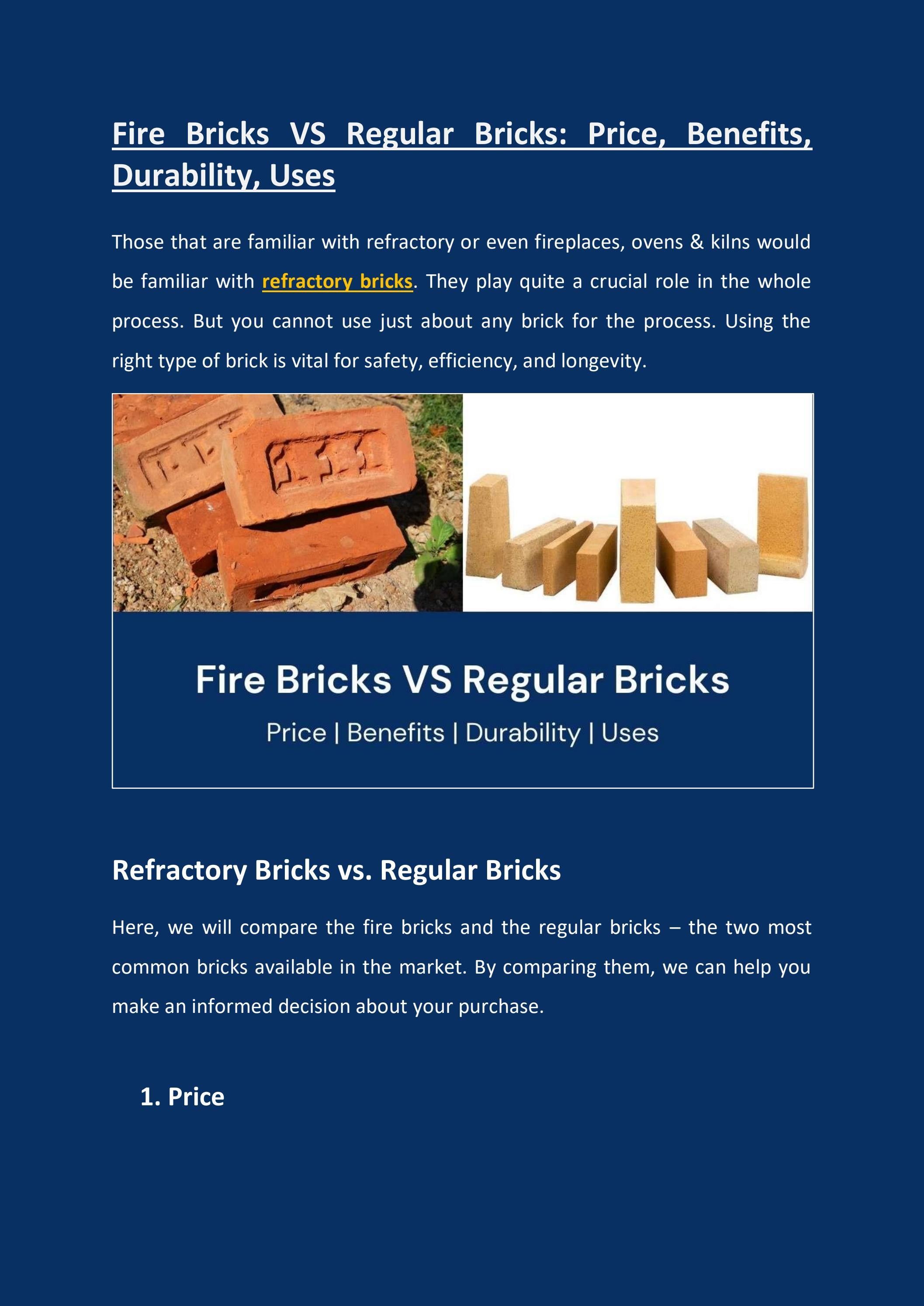 Fire Bricks VS Regular Bricks: Price, Benefits, Durability, Uses by ...