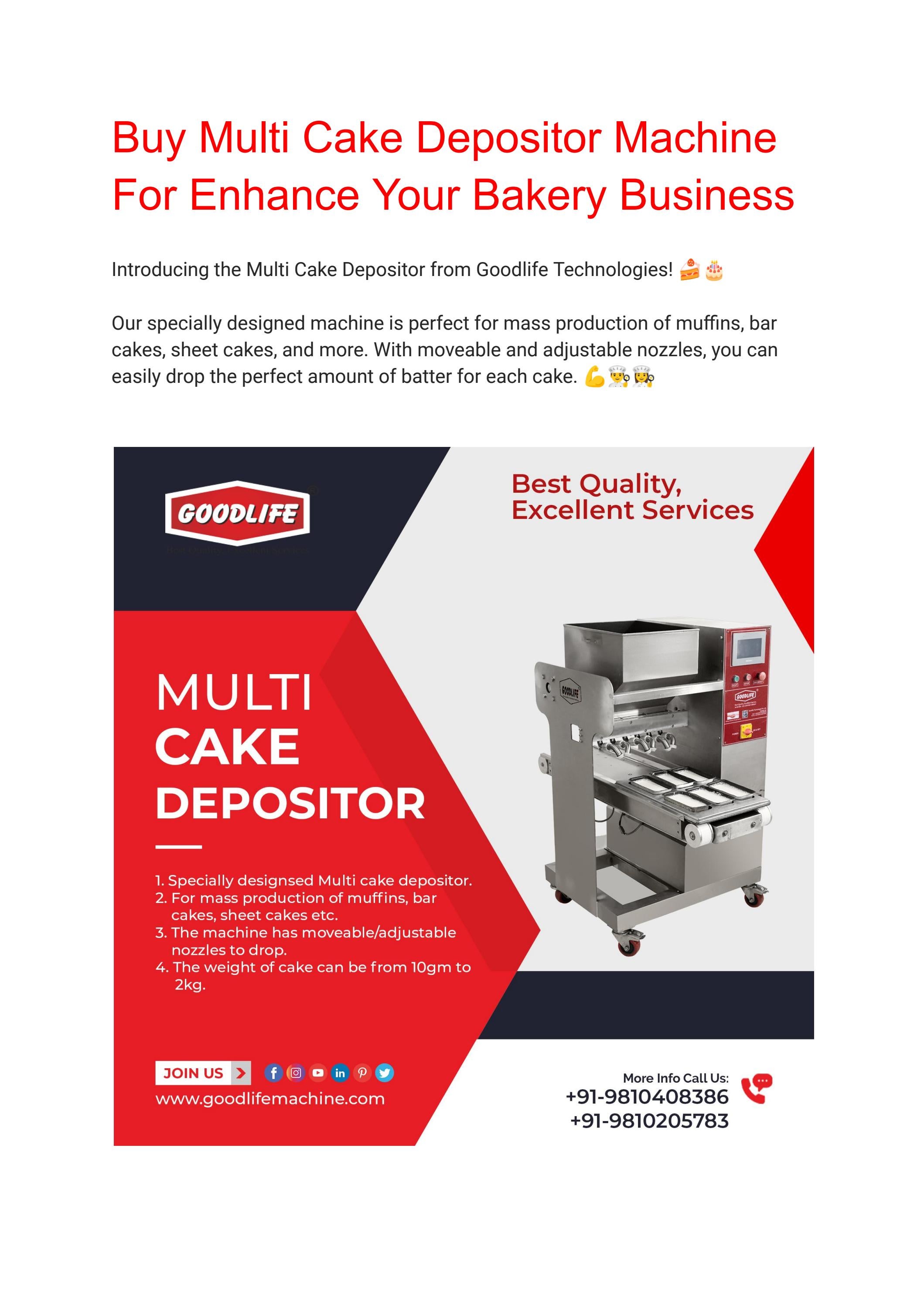 Buy Multi Cake Depositor Machine For Enhance Your Bakery Business by ...