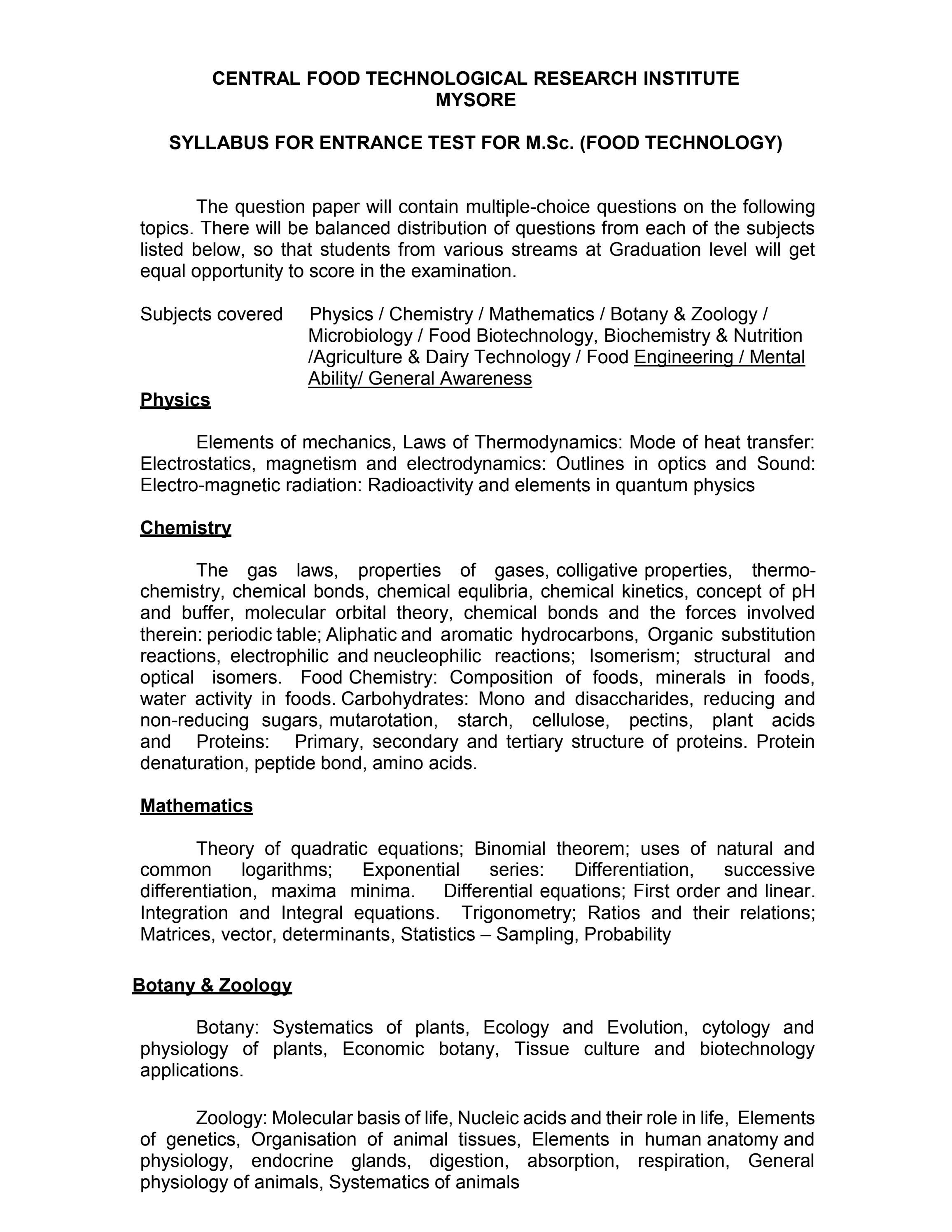 MSc Food Technology Course Admission 2023-25 Batch at CSIR-CFTRI by ...