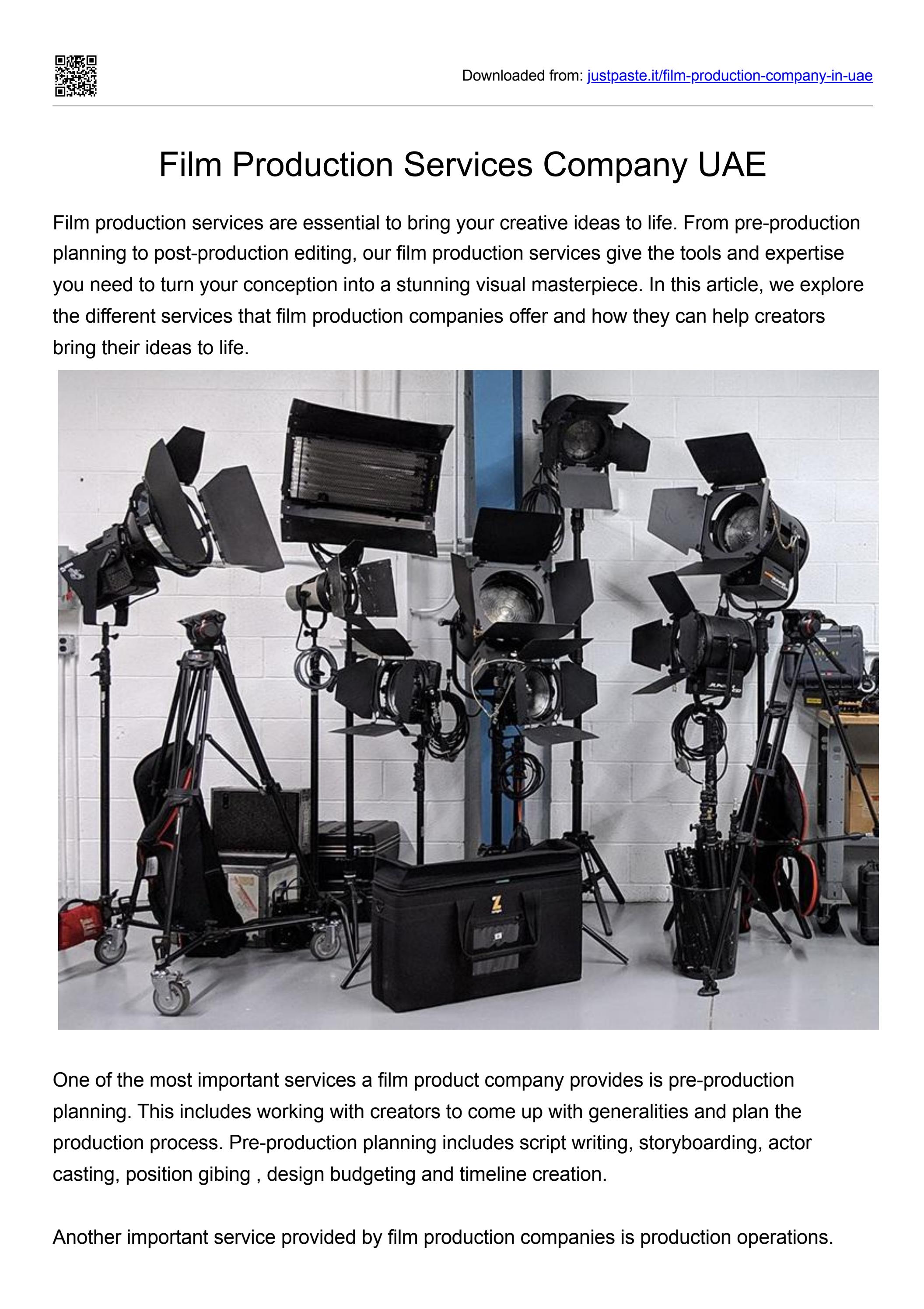 Film Production Services Company UAE by Production By Nomad - Issuu