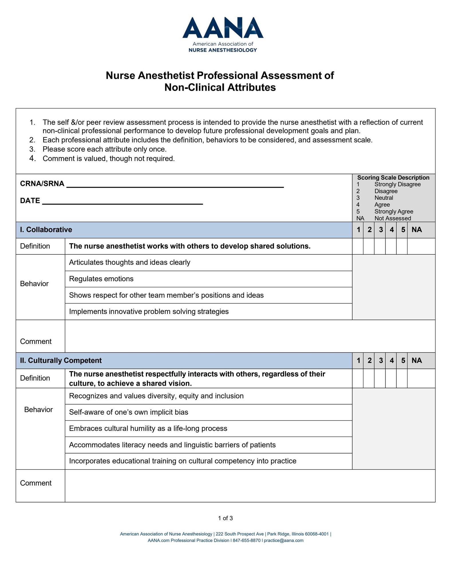 Nurse Anesthetist Professional Assessment of Non-Clinical Attributes by ...
