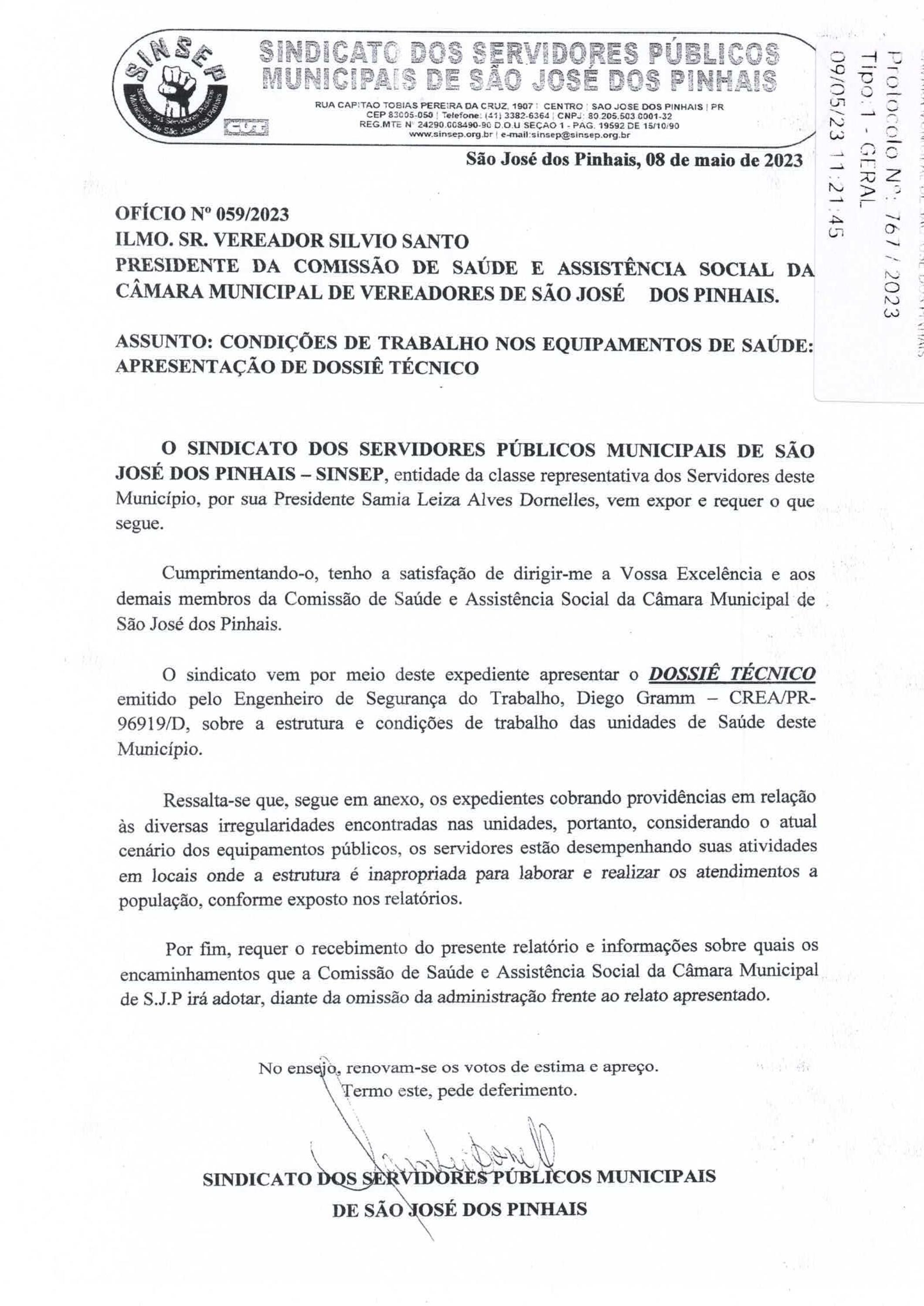 OFICIO 059.2023 by Sinsep Sjp - Issuu