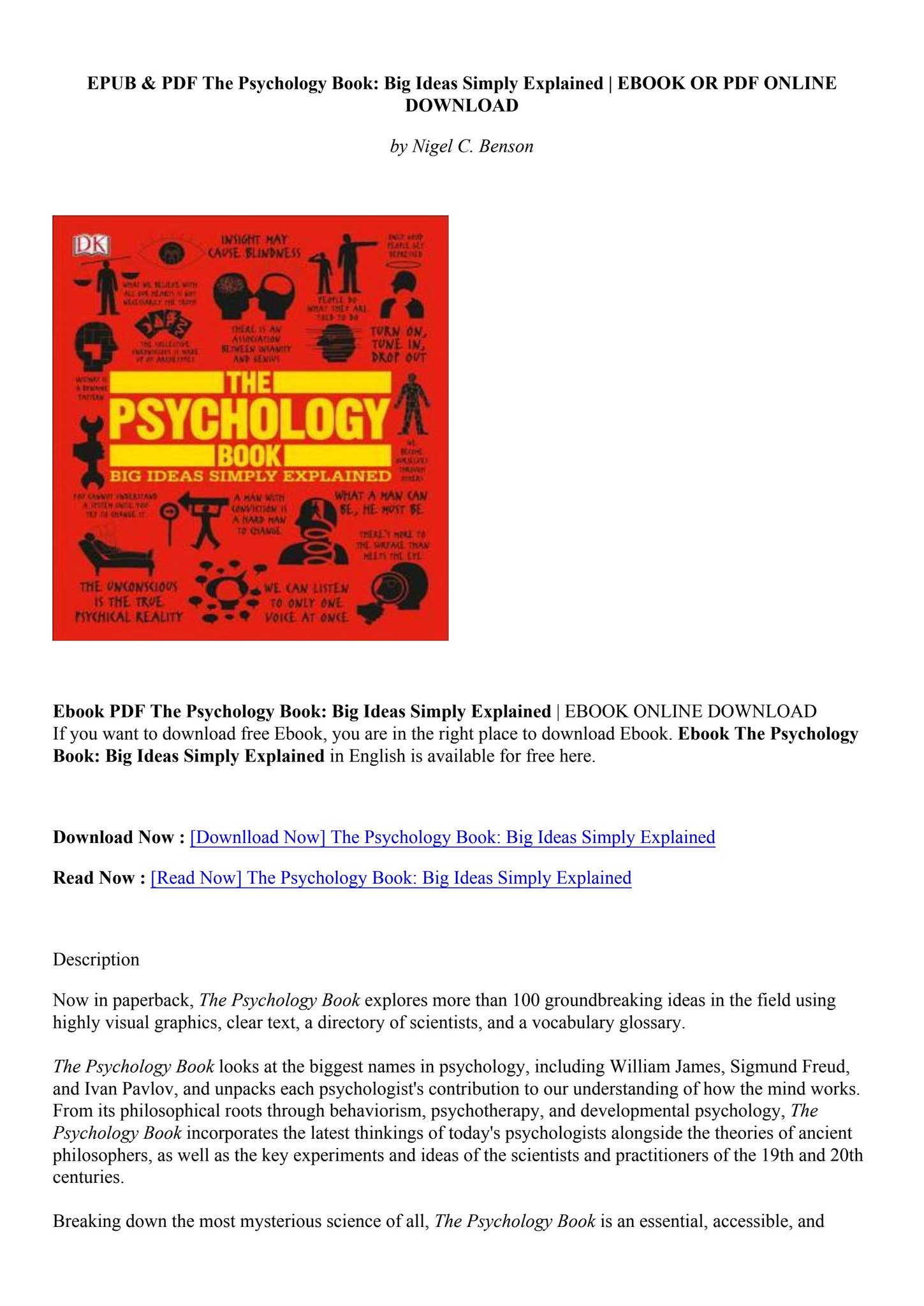 Download Book The Psychology Book: Big Ideas Simply Explained - Nigel C ... Download Book The Psychology Book: Big Ideas Simply Explained - Nigel C ...