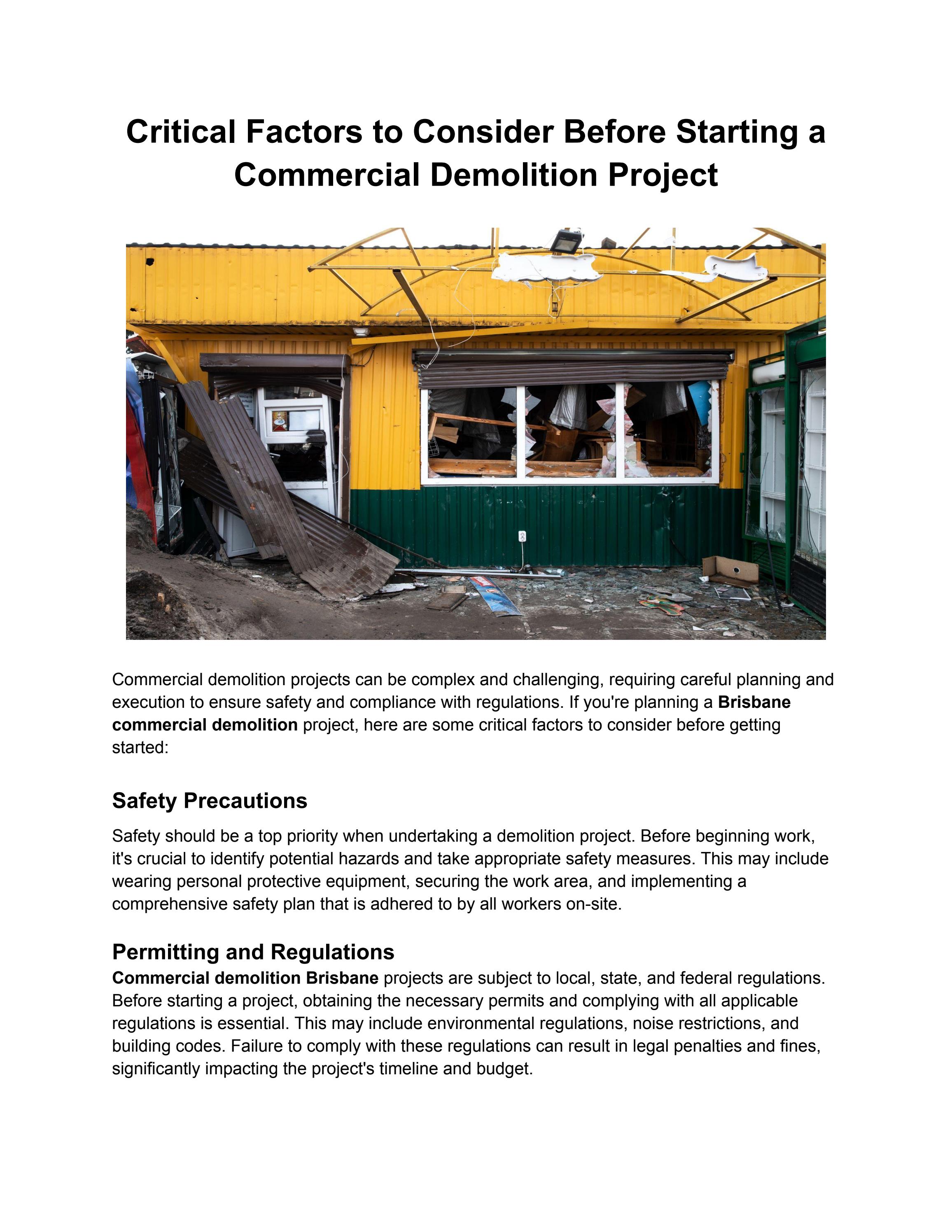 Factors to Consider Before Starting a Commercial Demolition Project by ...