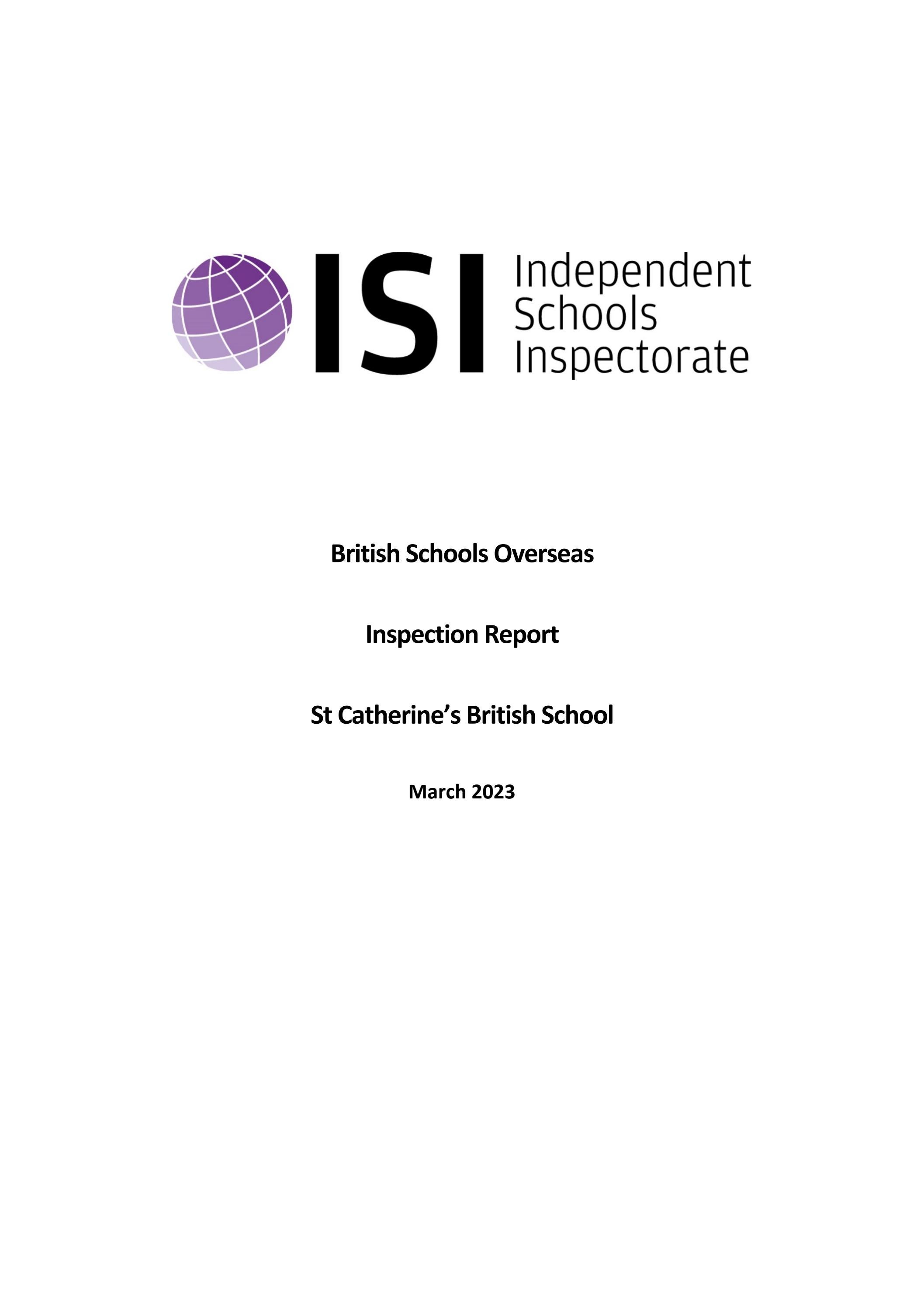 ISI Inspection Report 2023 by St. Catherine's British School - Issuu