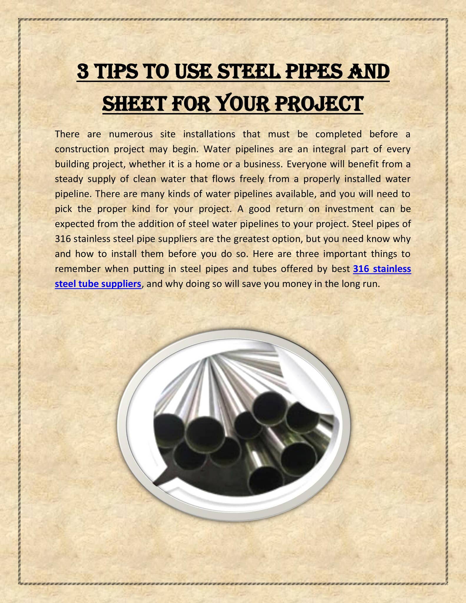 3 Tips to Use Steel Pipes and Sheet For Your Project by bharatahujablog ...