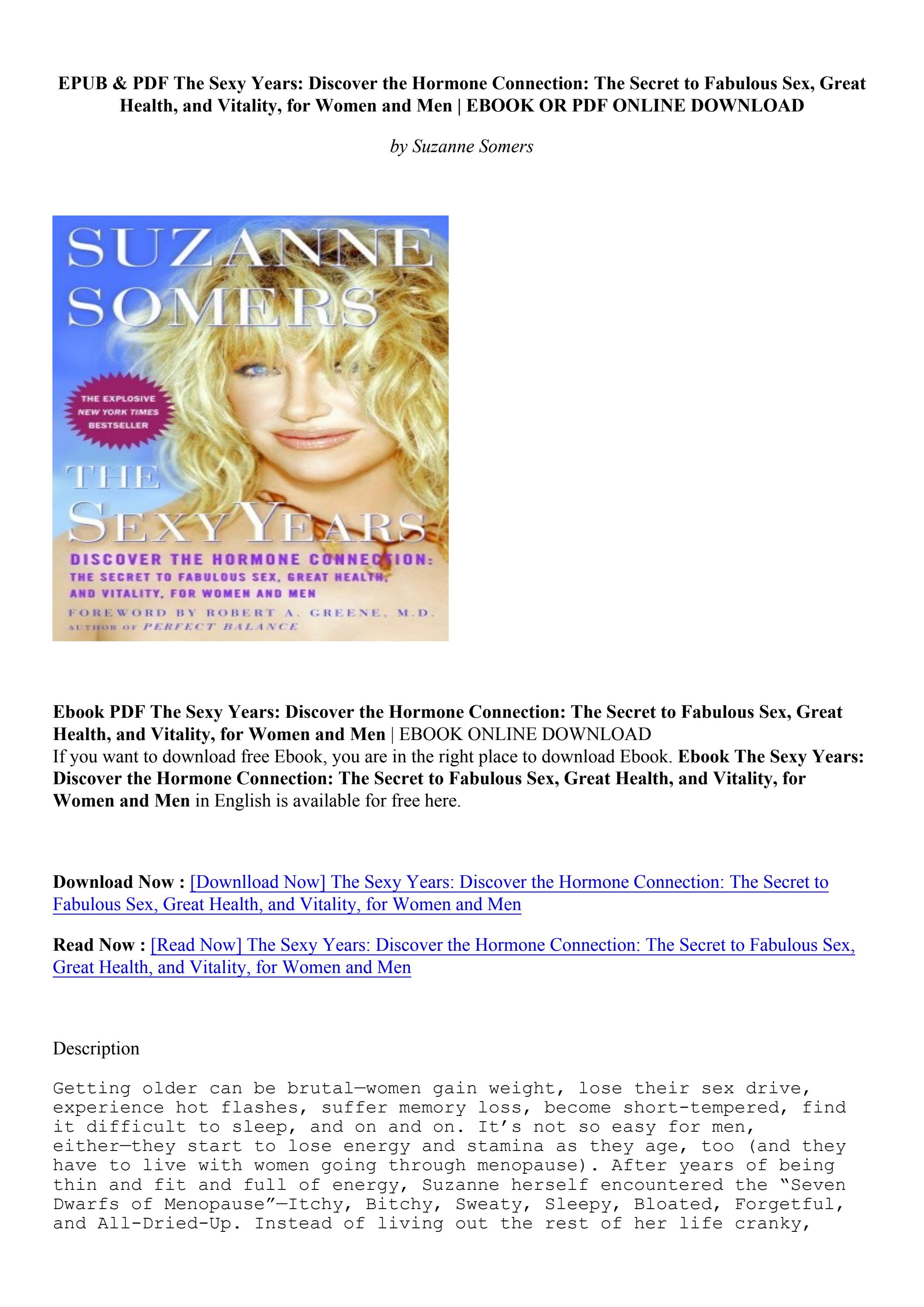 Pdf Epub The Sexy Years Discover The Hormone Connection The Secret