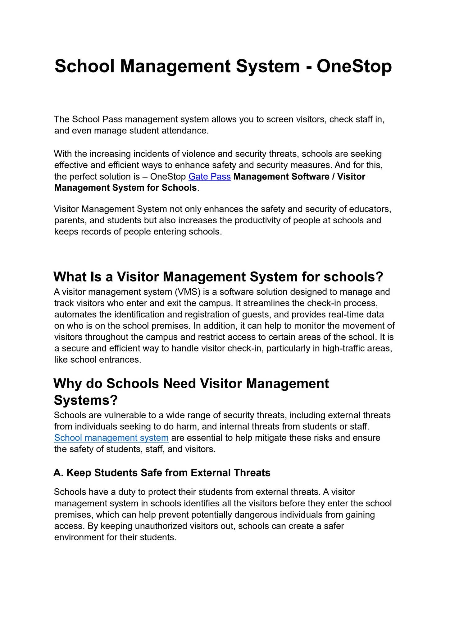 School Pass Management Software by Onestop - Issuu