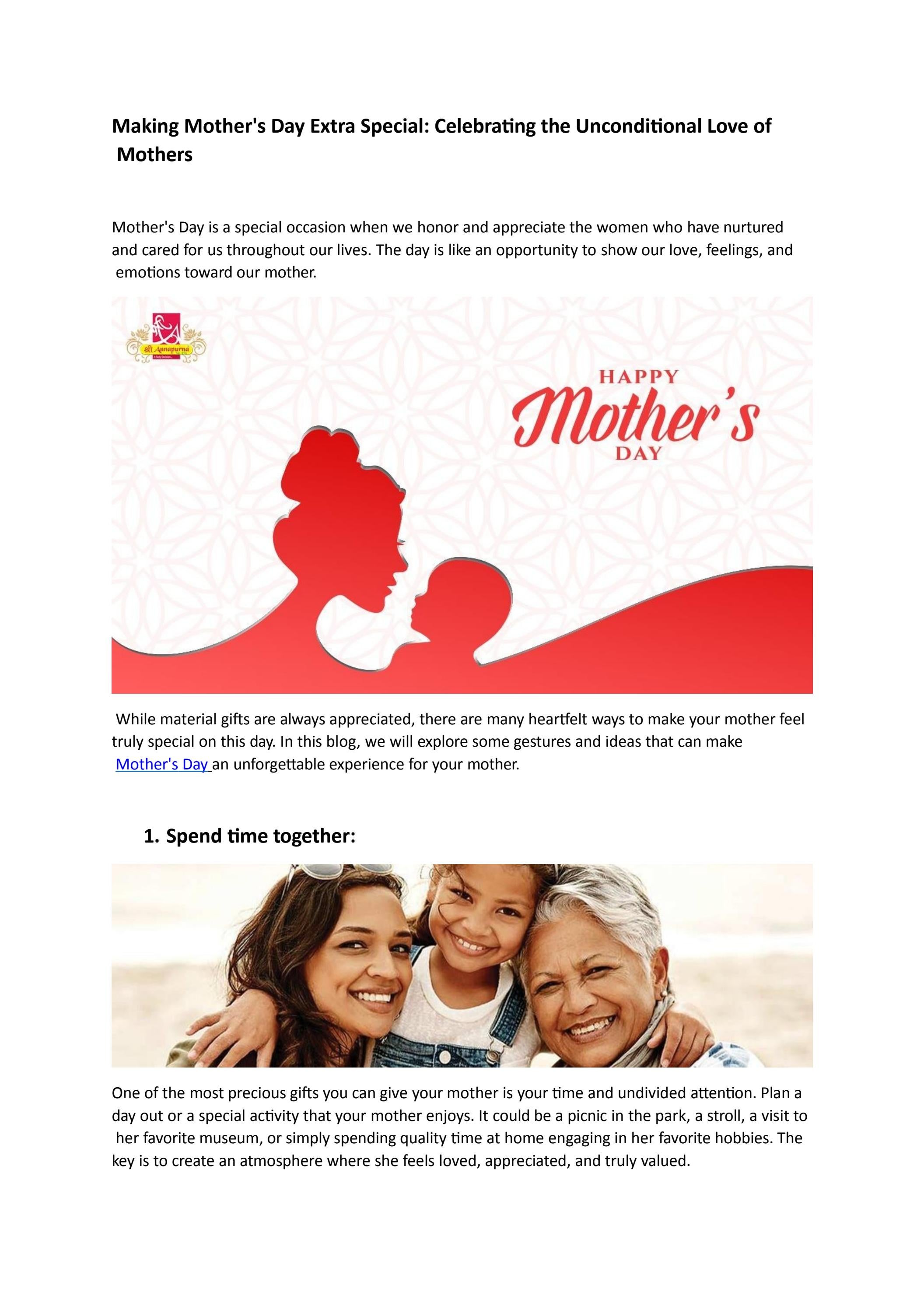 Making Mother's Day Extra Special: Celebrating the Unconditional Love ...