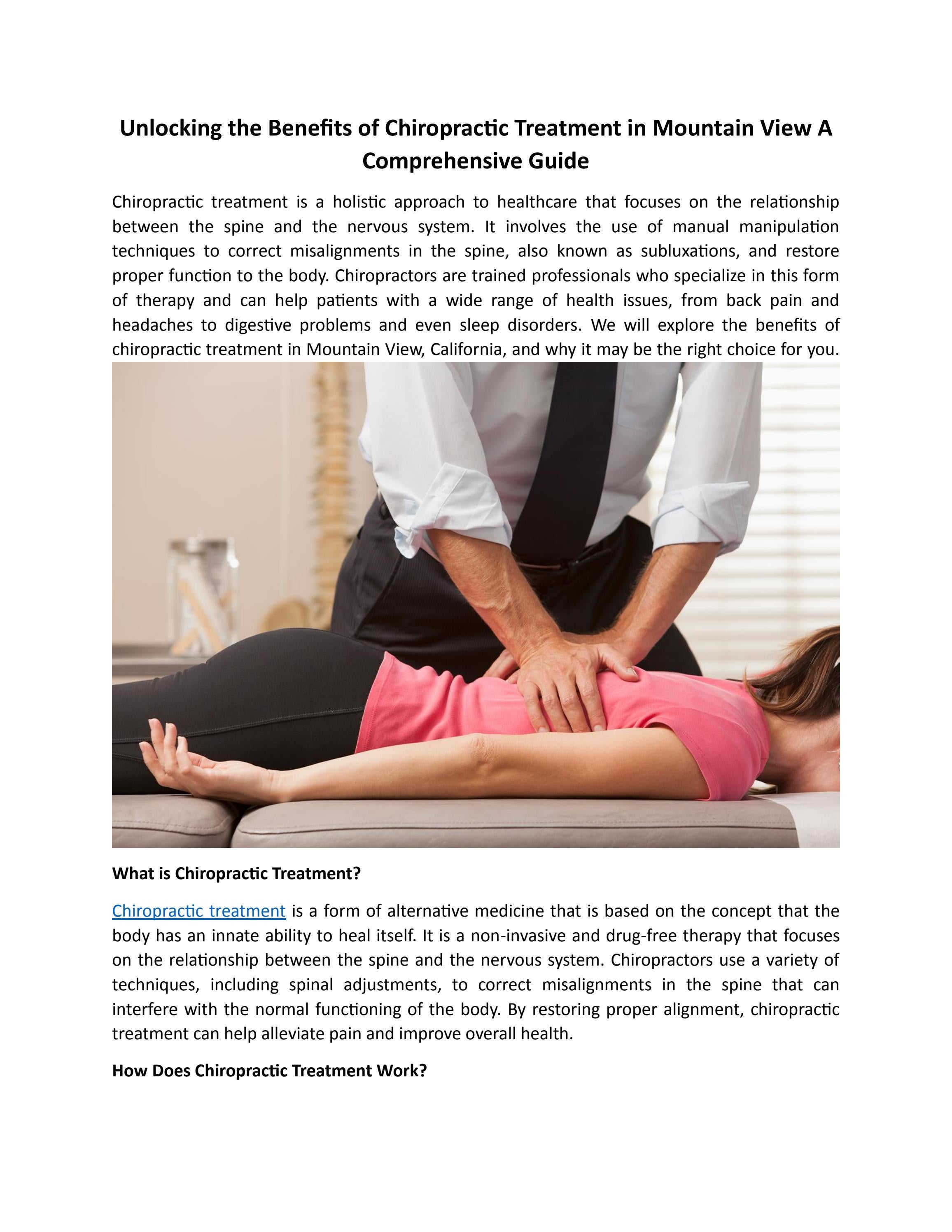 Unlocking the Benefits of Chiropractic Treatment in Mountain View A ...