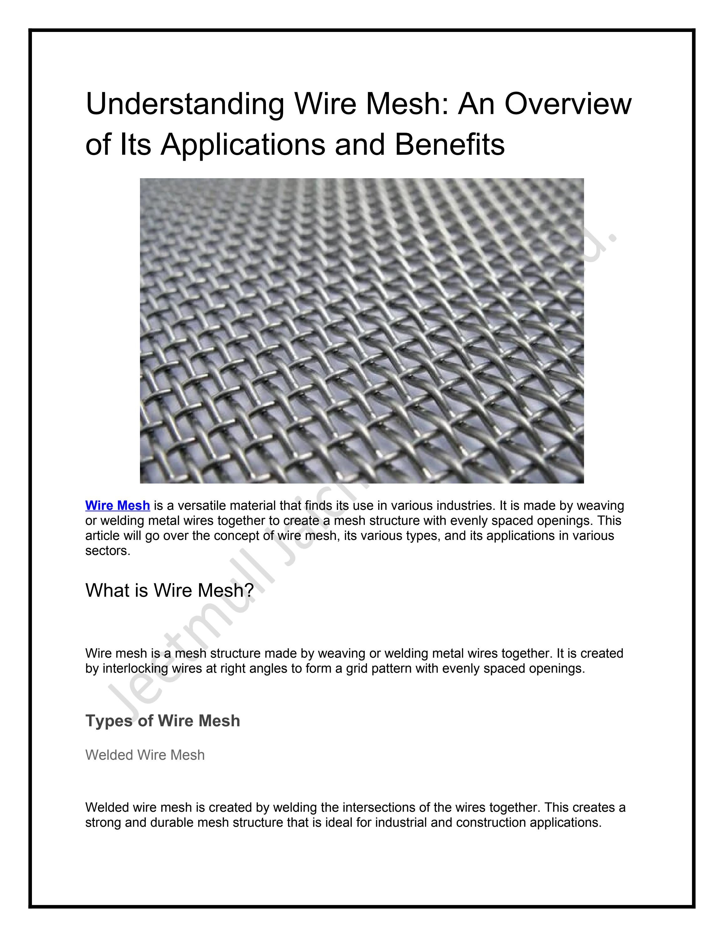 Understanding Wire Mesh: An Overview of Its Applications and Benefits ...