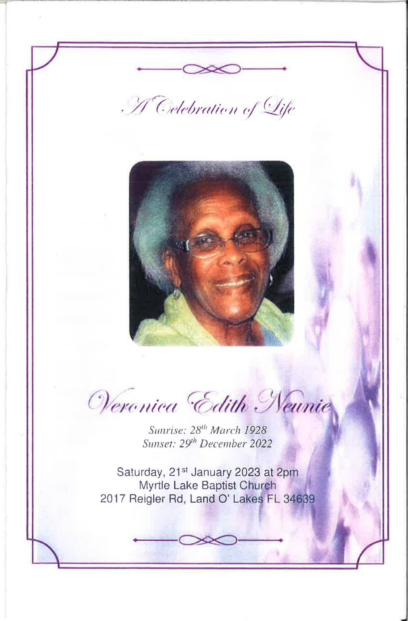 Veronica Edith Neunie Funeral Program by hibbertfamily - Issuu