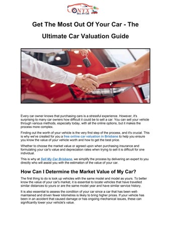 Get The Most Out Of Your Car - The Ultimate Car Valuation Guide by Onyx ...