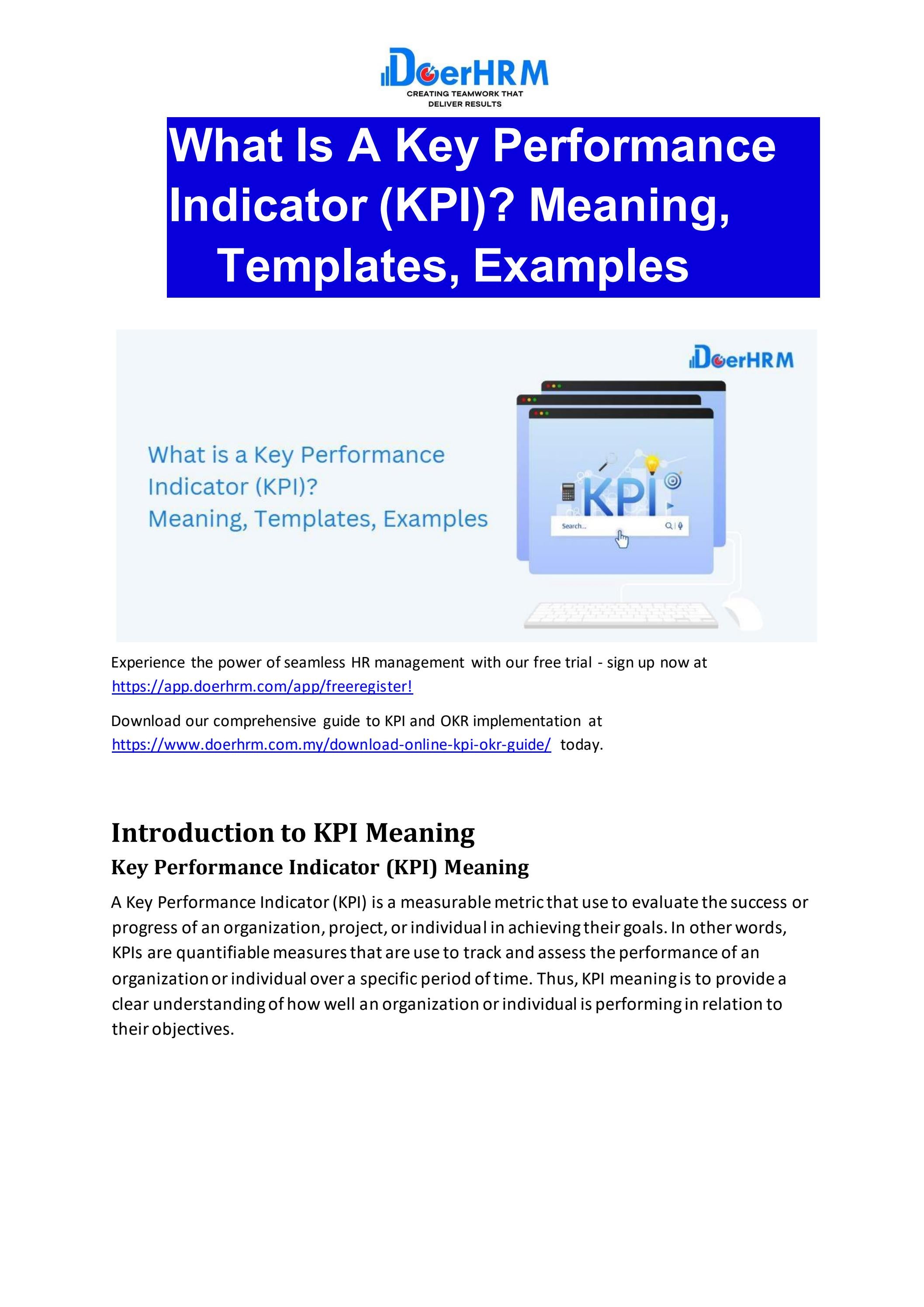 What Is A Key Performance Indicator (KPI)? Meaning, Templates, Examples ...
