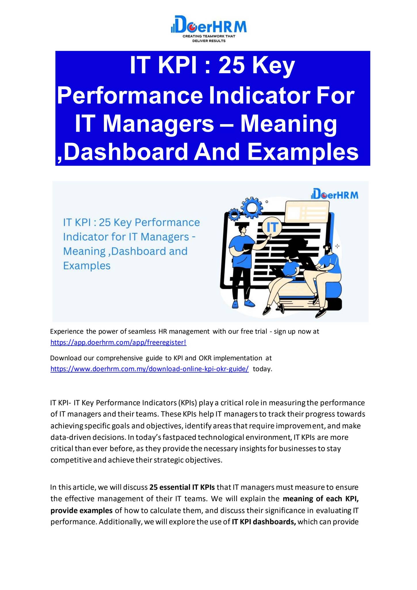 IT KPI : 25 Key Performance Indicator For IT Managers – Meaning ,Dashboard And Examples by ...