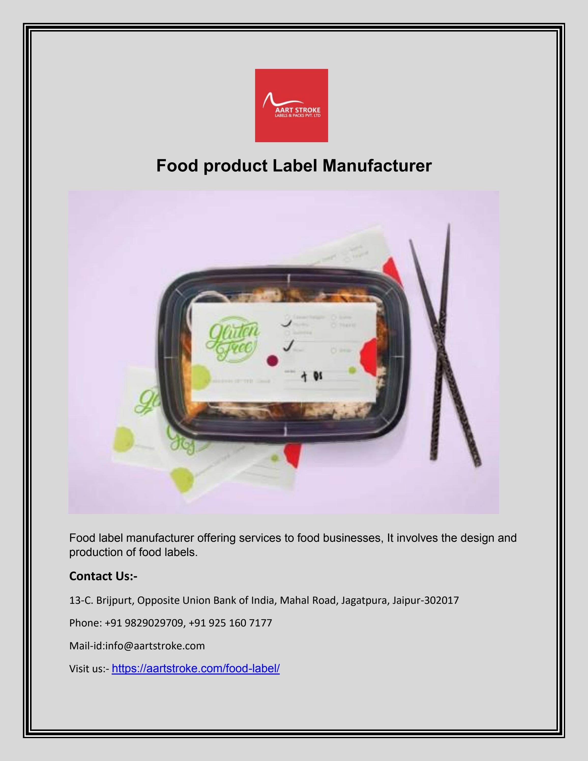 Food product Label Manufacturer by aartstroke - Issuu