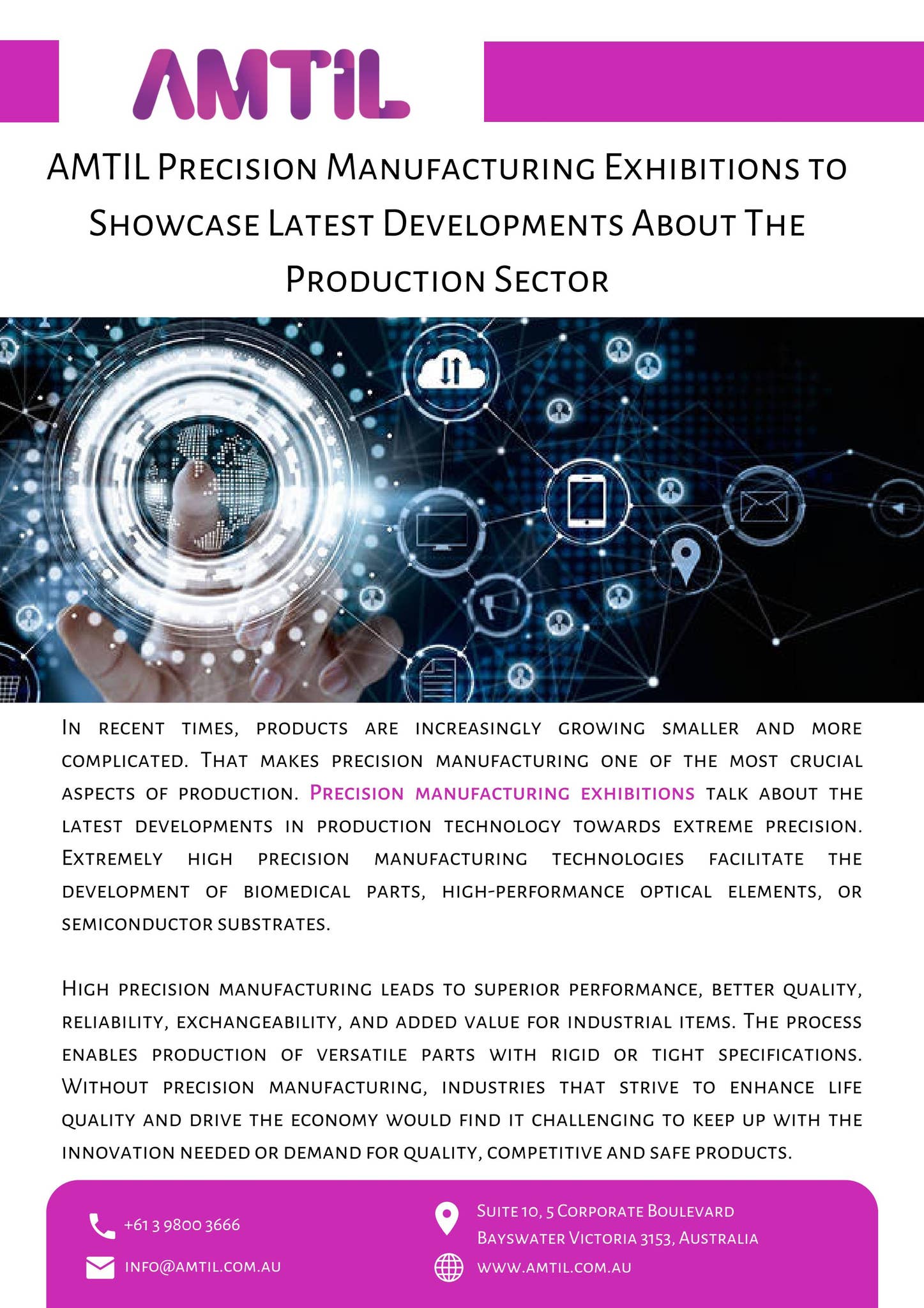 AMTIL Precision Manufacturing Exhibitions to Showcase Latest ...