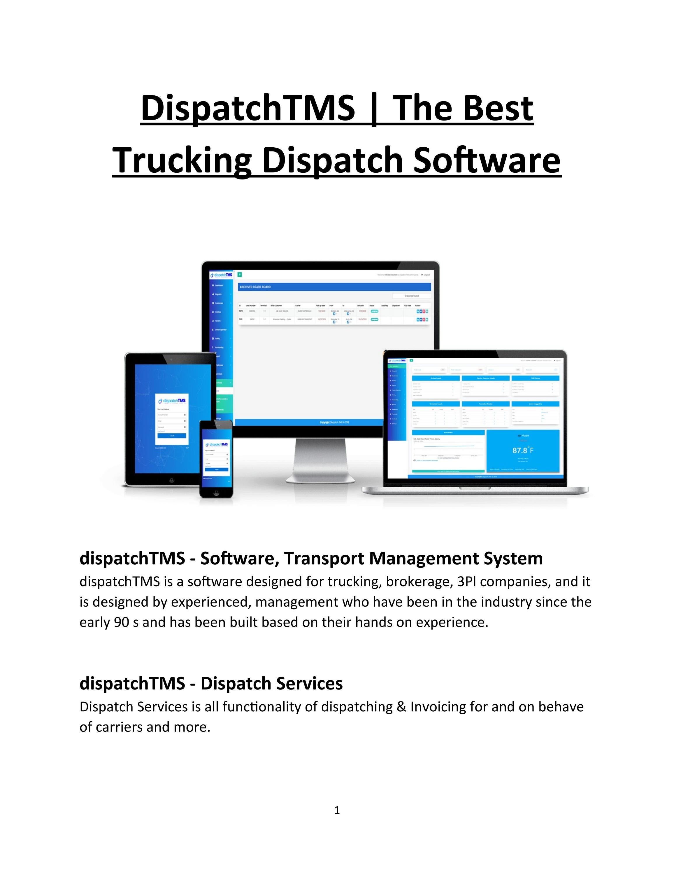 The Best Trucking Dispatch Software by DispatchTMS - Issuu