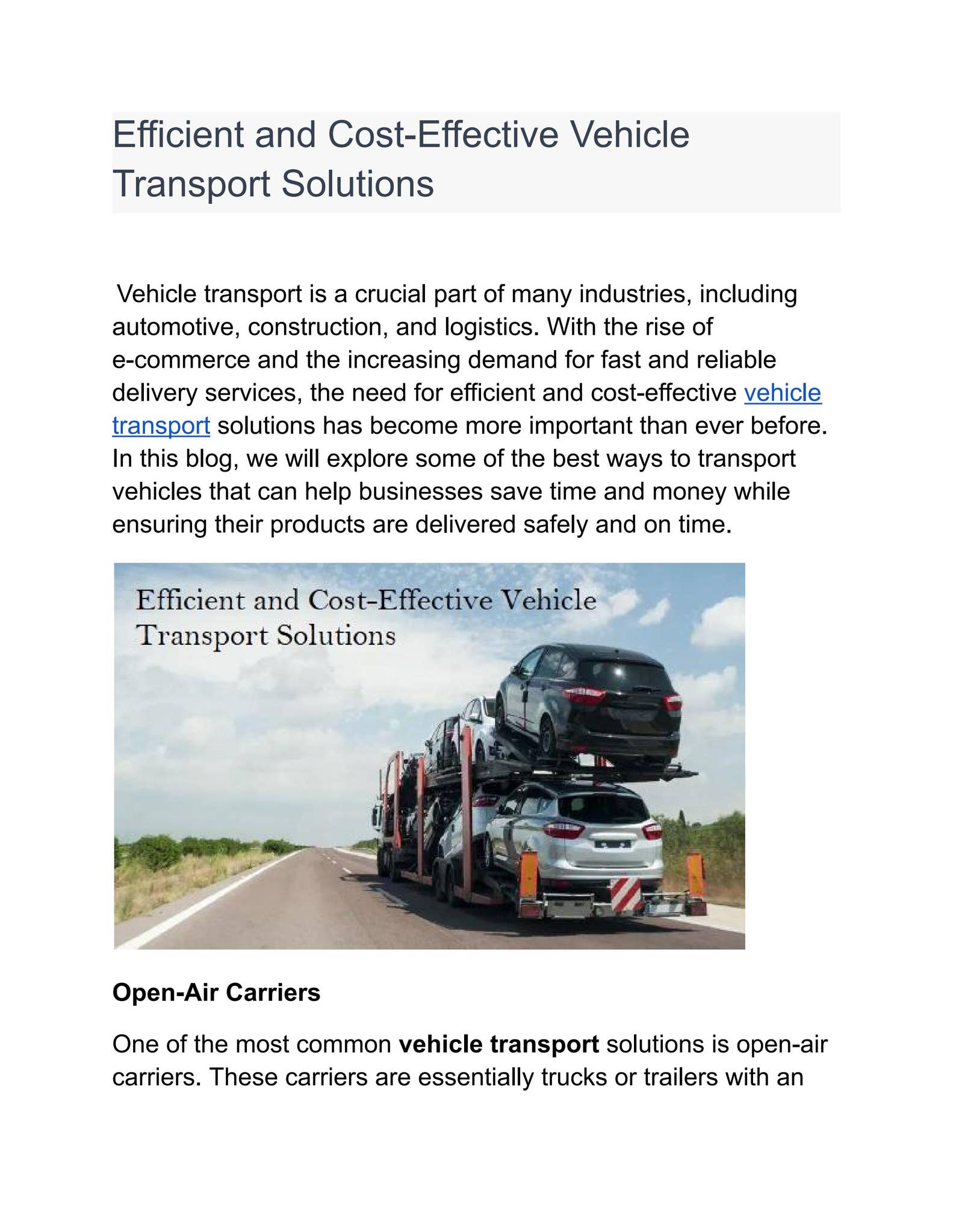 Efficient and Cost-Effective Vehicle Transport Solutions by prateek2029 ...