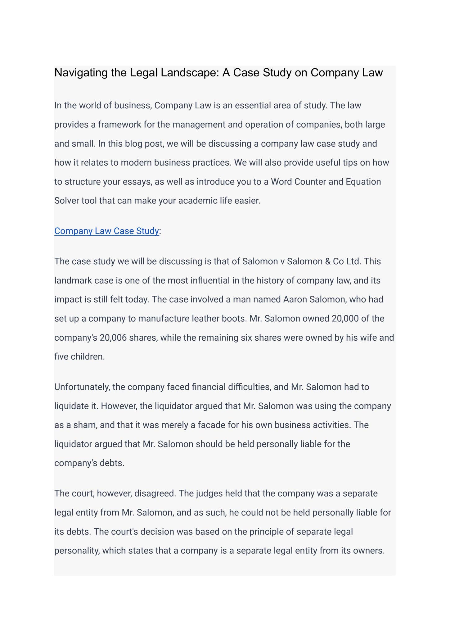 Navigating the Legal Landscape: A Case Study on Company Law by James ...